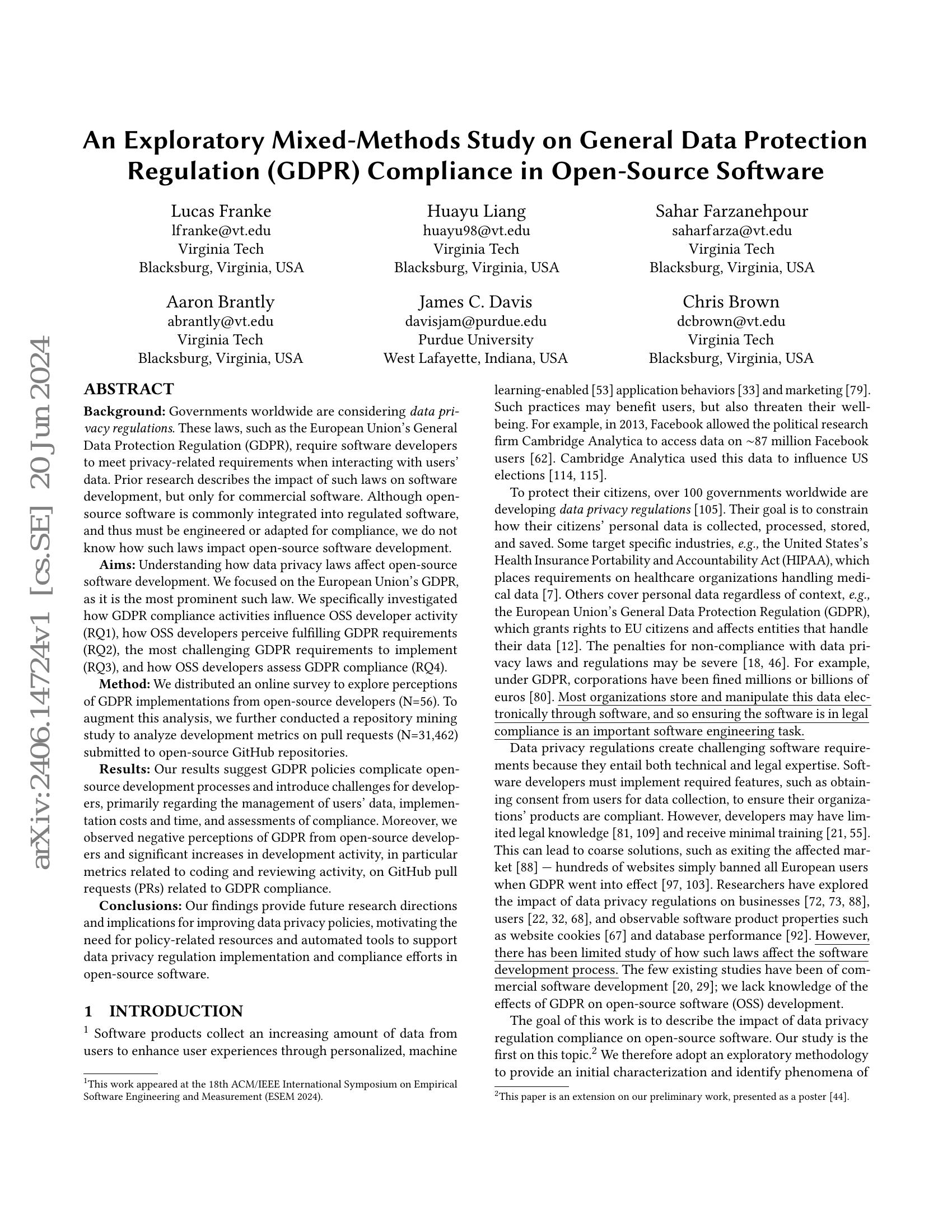 An Exploratory Mixed-Methods Study on General Data Protection ...