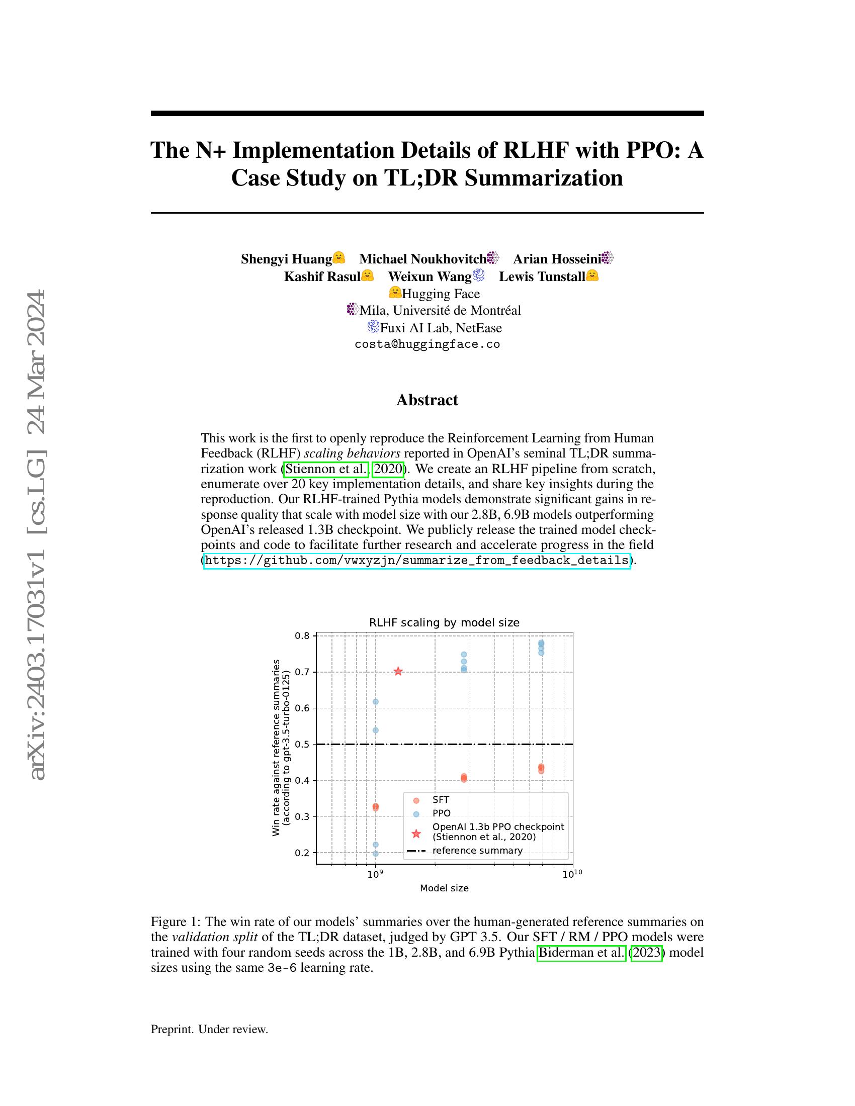 The N+ Implementation Details of RLHF with PPO: A Case Study on TL;DR ...