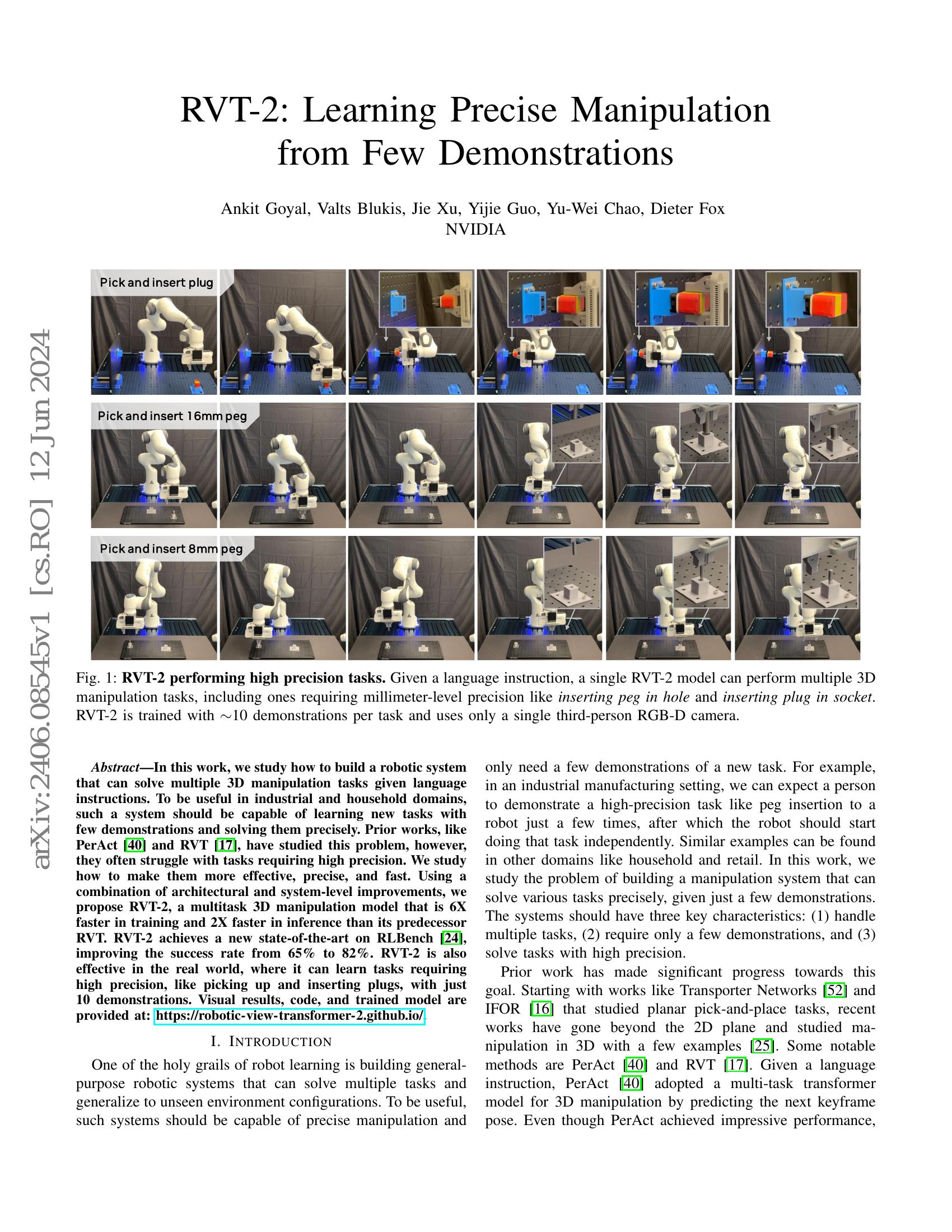 RVT-2: Learning Precise Manipulation from Few Demonstrations - 智源社区论文