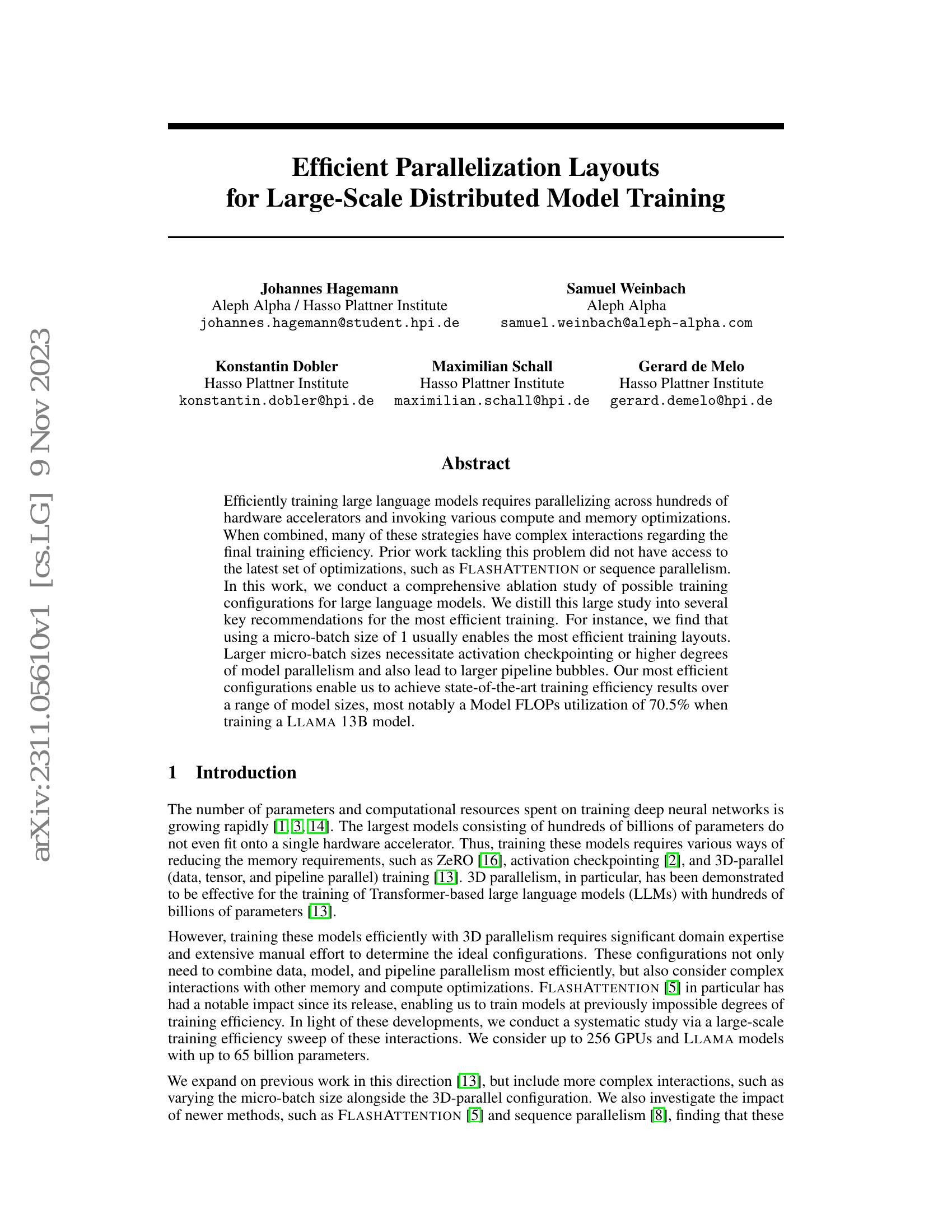 Efficient Parallelization Layouts for Large-Scale Distributed Model Training - 智源社区论文