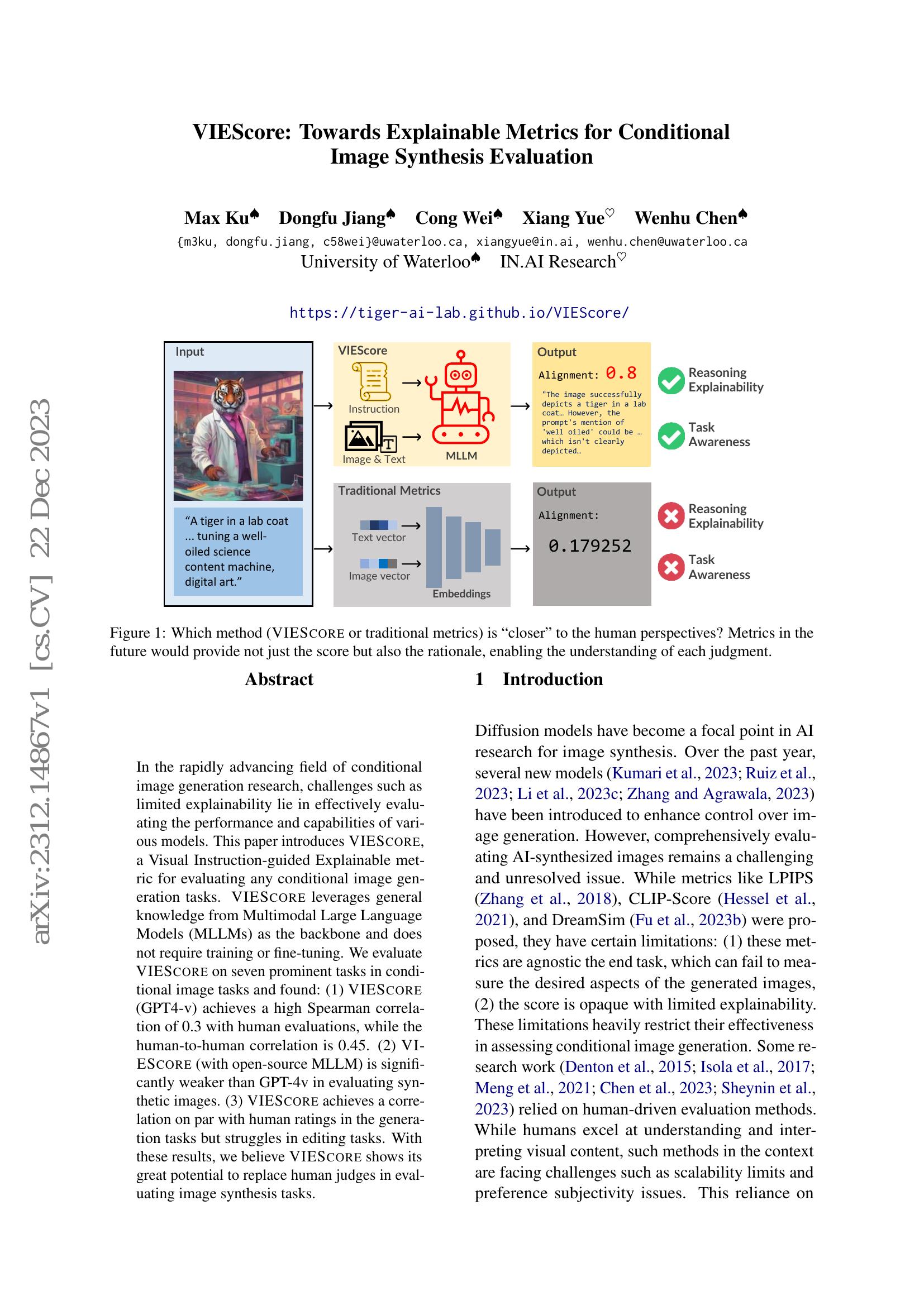 VIEScore: Towards Explainable Metrics for Conditional Image Synthesis Evaluation - 智源社区论文