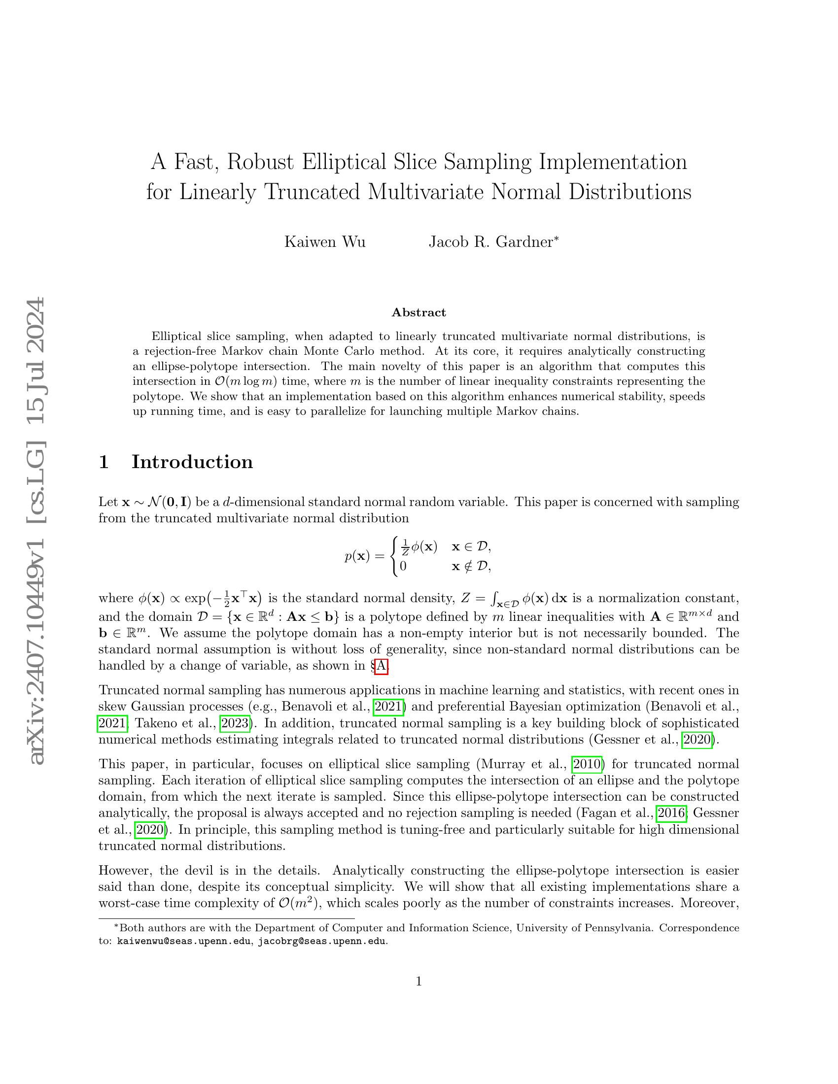 A Fast, Robust Elliptical Slice Sampling Implementation for Linearly ...