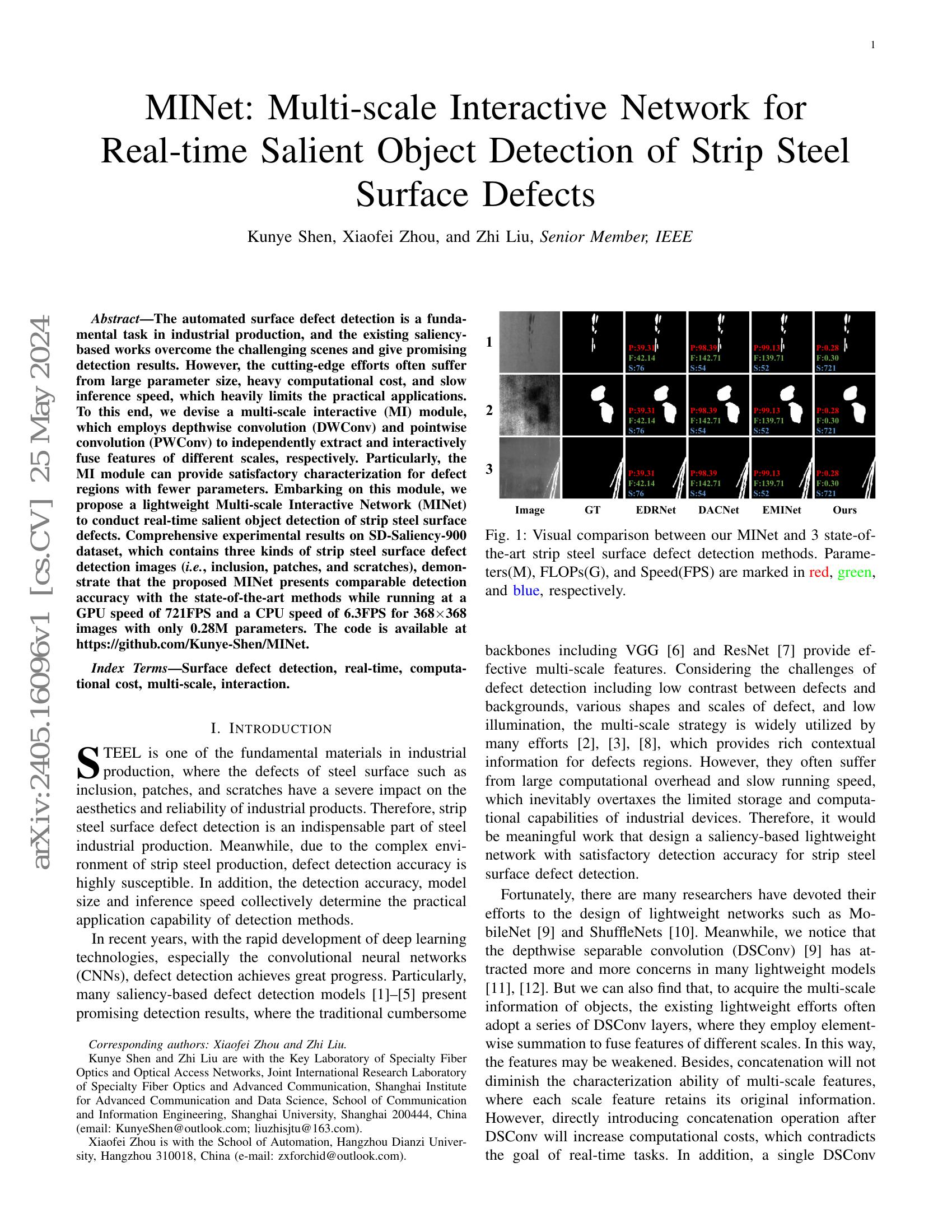 MINet: Multi-scale Interactive Network for Real-time Salient Object Detection of Strip Steel ...