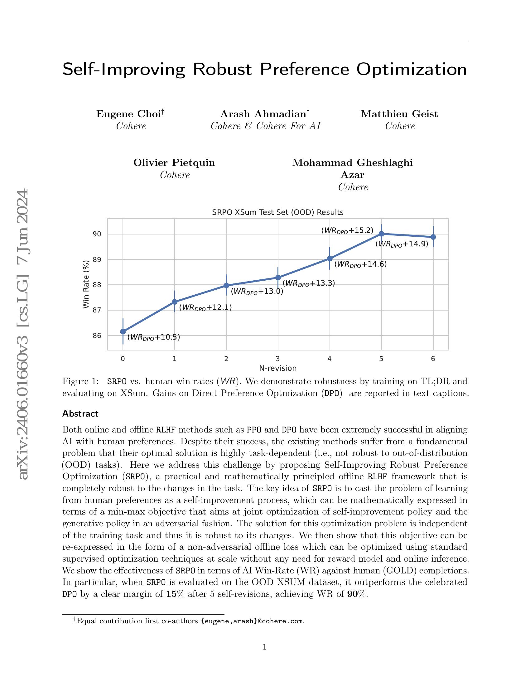 Self-Improving Robust Preference Optimization - 智源社区论文