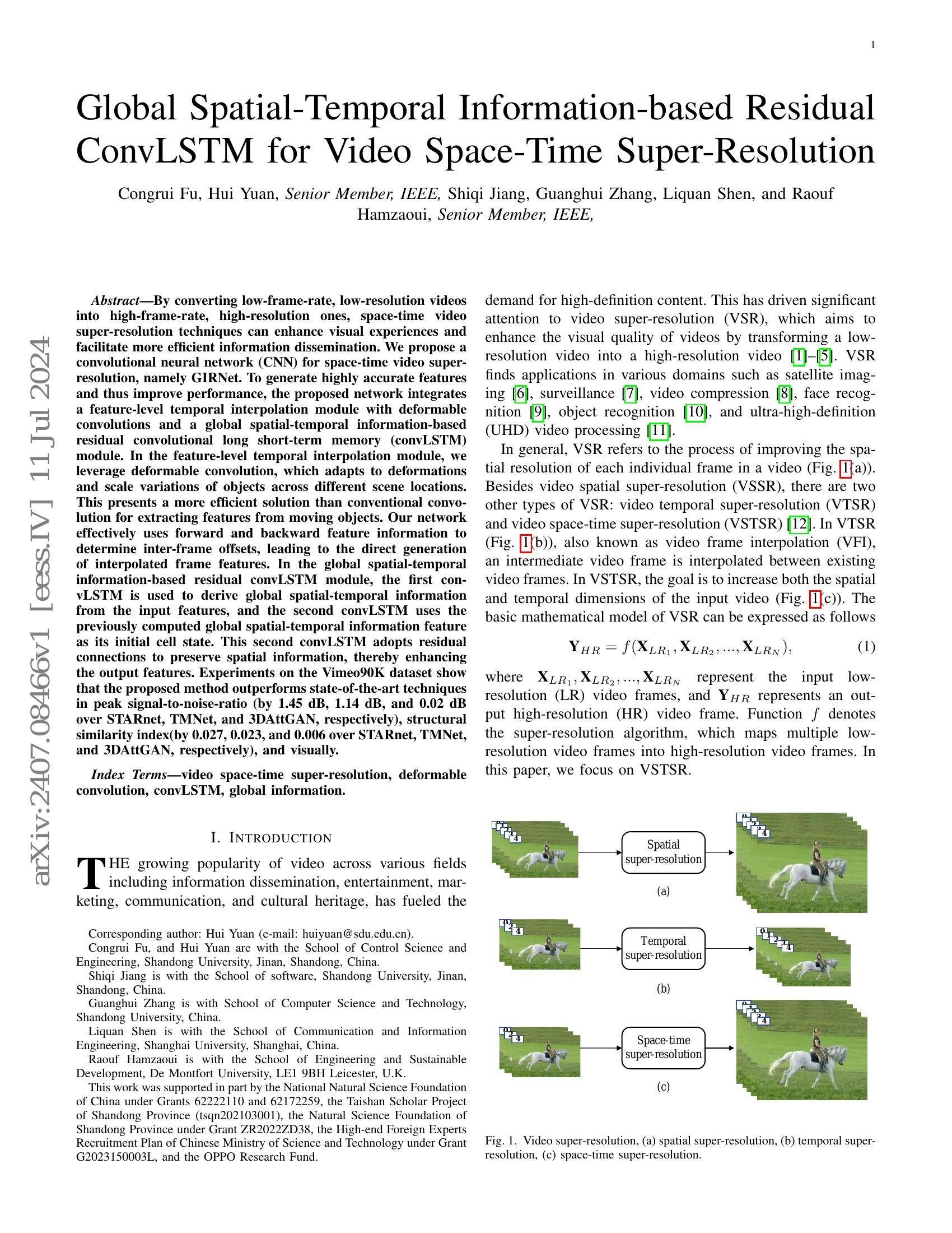 Global Spatial-Temporal Information-based Residual ConvLSTM for Video Space-Time Super ...