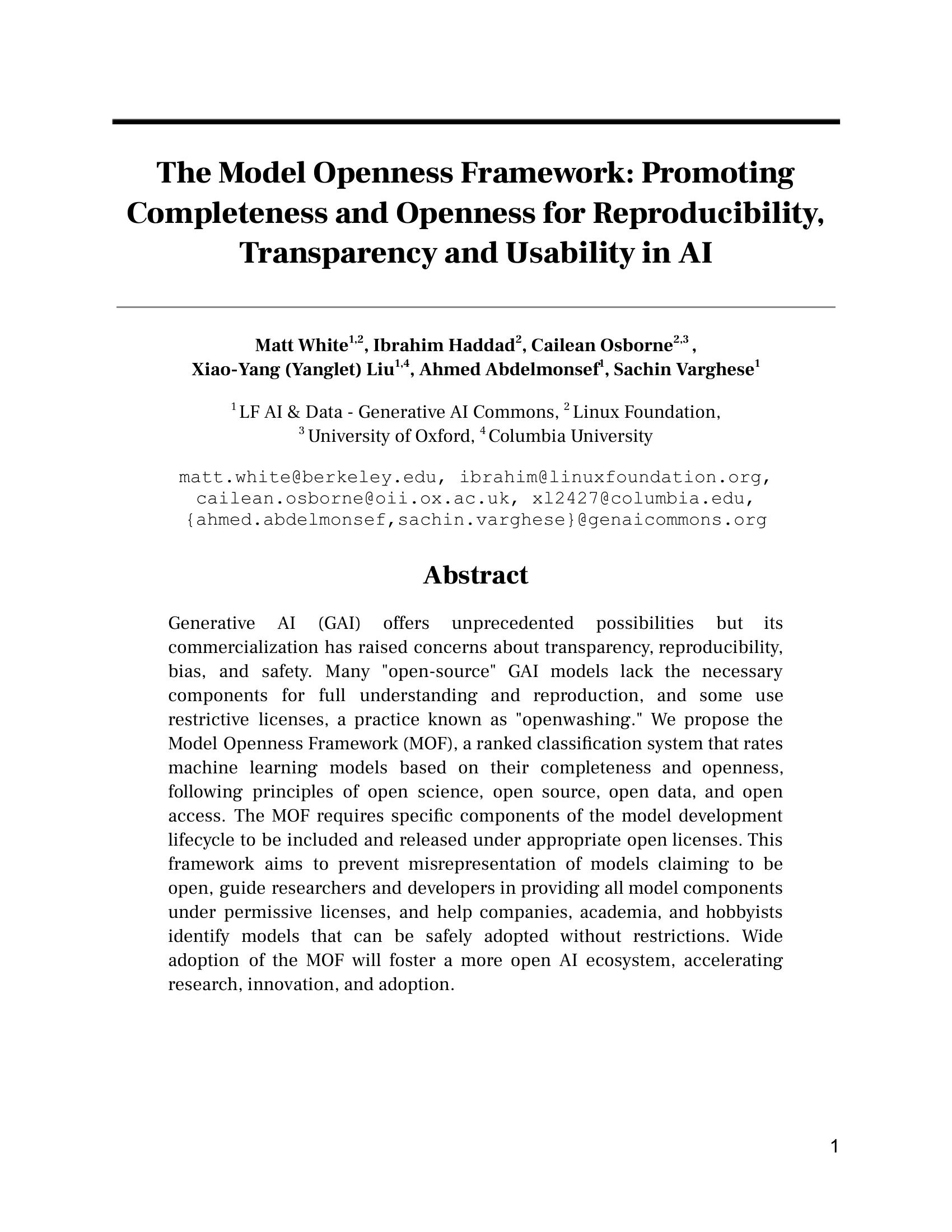 The Model Openness Framework: Promoting Completeness and Openness for Reproducibility ...