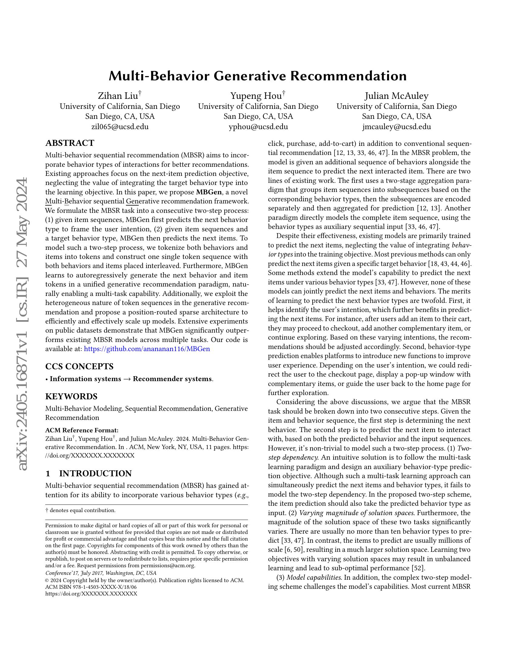Multi-Behavior Generative Recommendation - 智源社区论文