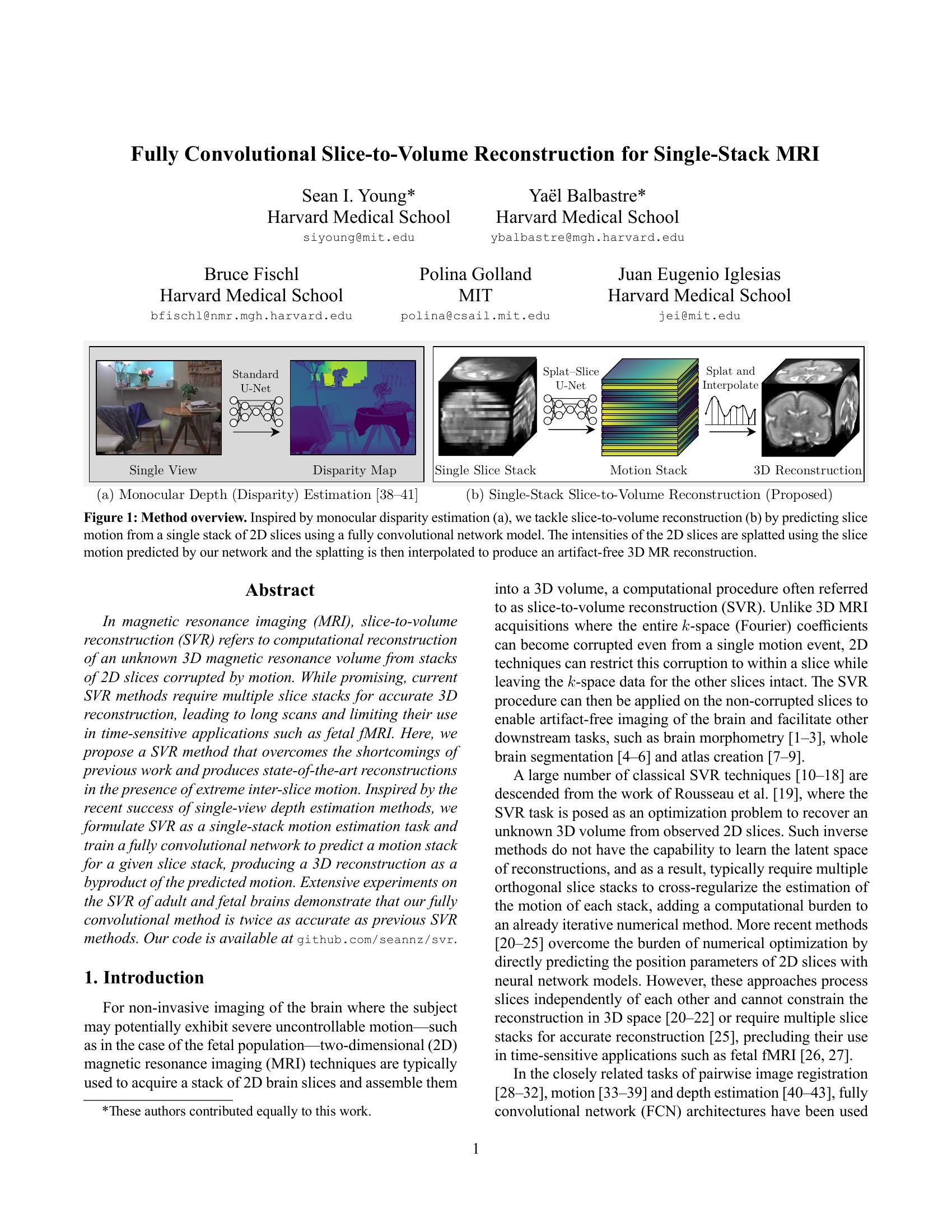 Fully Convolutional Slice-to-Volume Reconstruction for Single-Stack MRI - 智源社区论文