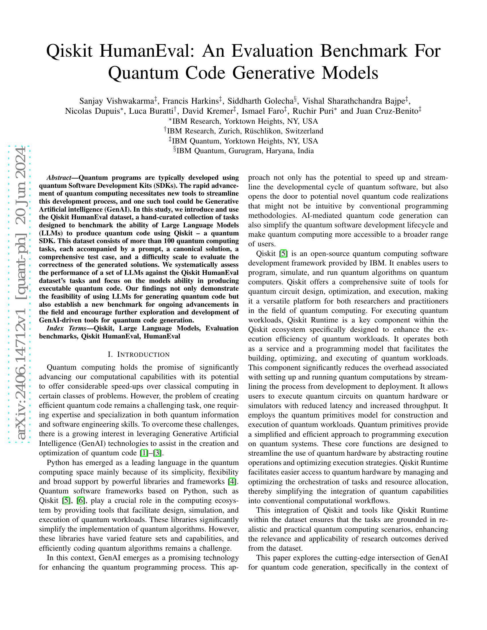 Qiskit HumanEval: An Evaluation Benchmark For Quantum Code Generative ...