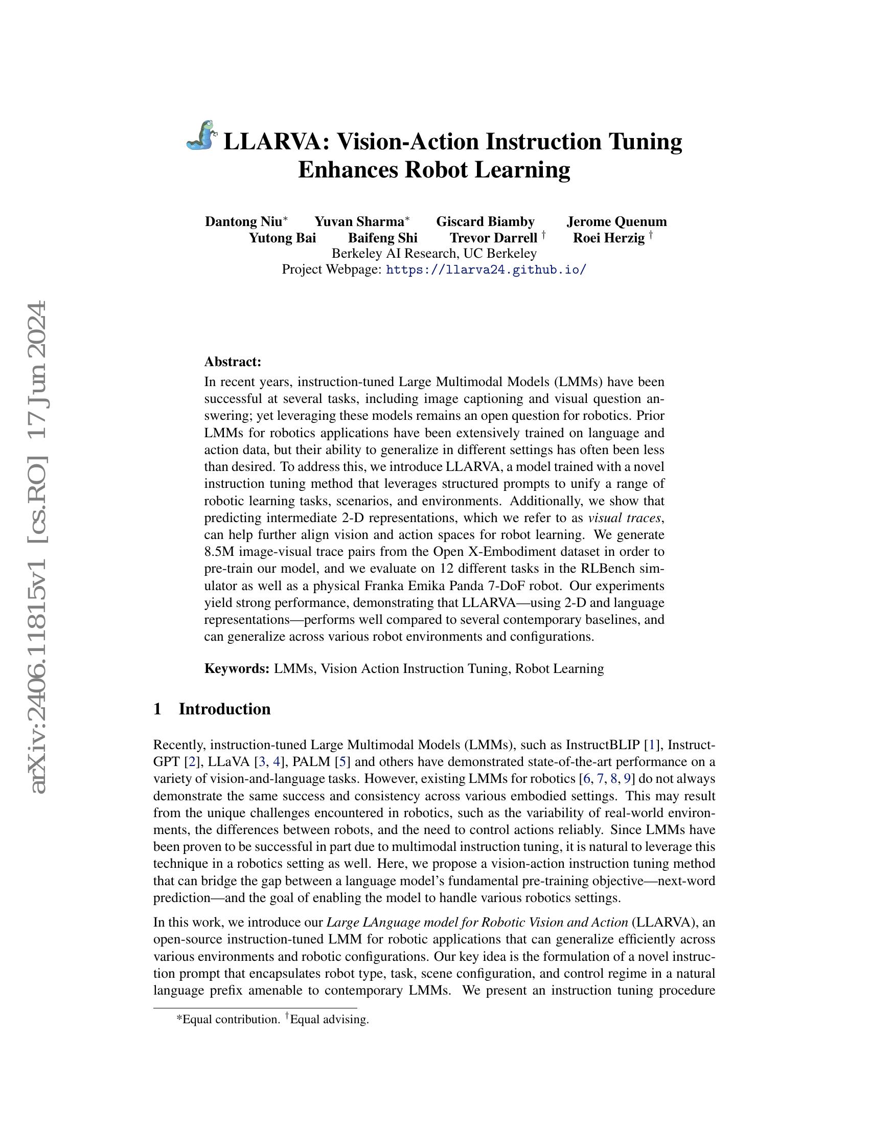 LLARVA: Vision-Action Instruction Tuning Enhances Robot Learning - 智源社区论文