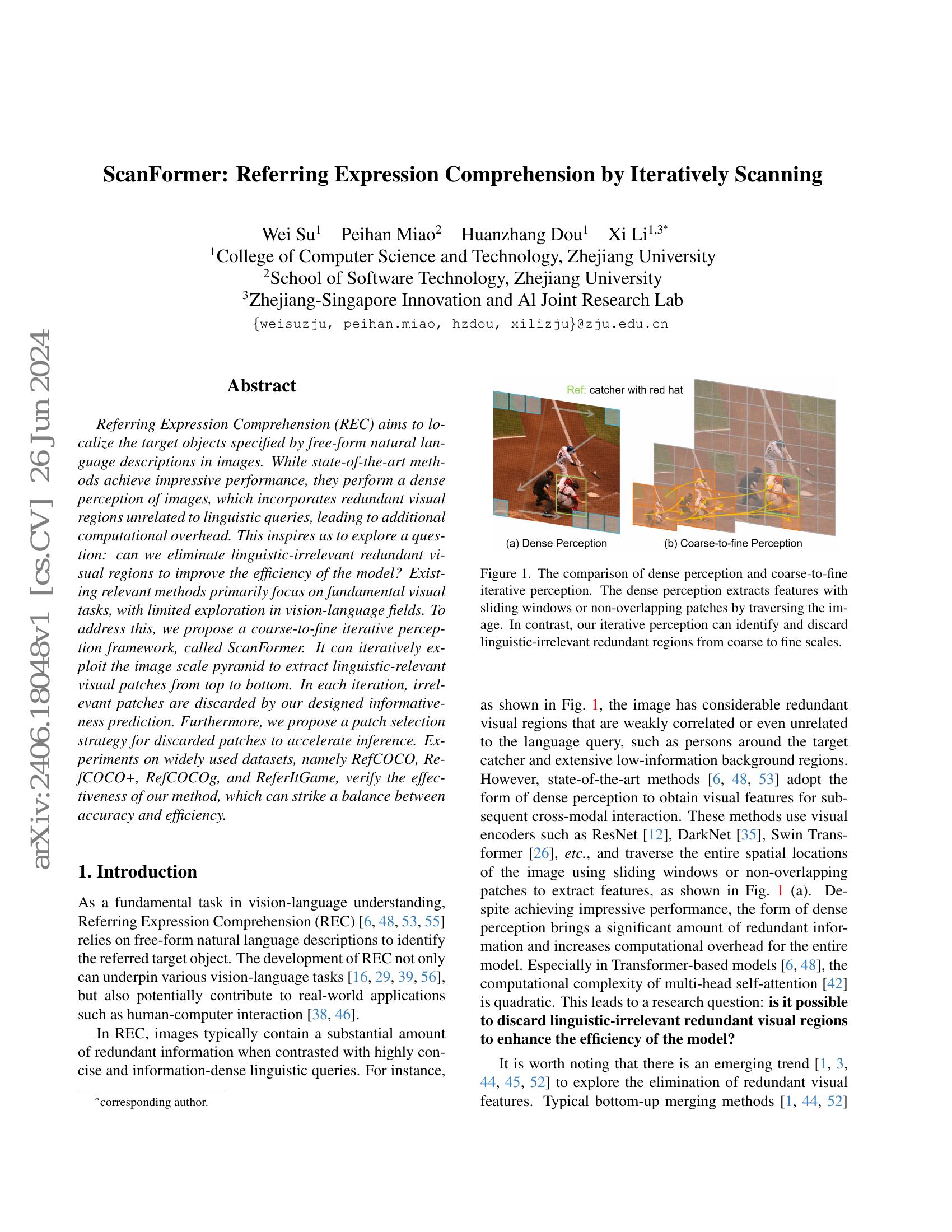 ScanFormer: Referring Expression Comprehension by Iteratively Scanning - 智源社区论文
