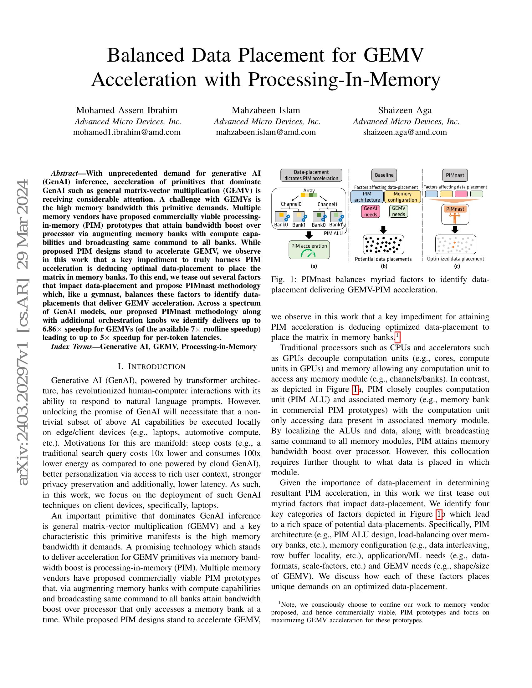 Balanced Data Placement for GEMV Acceleration with Processing-In-Memory - 智源社区论文