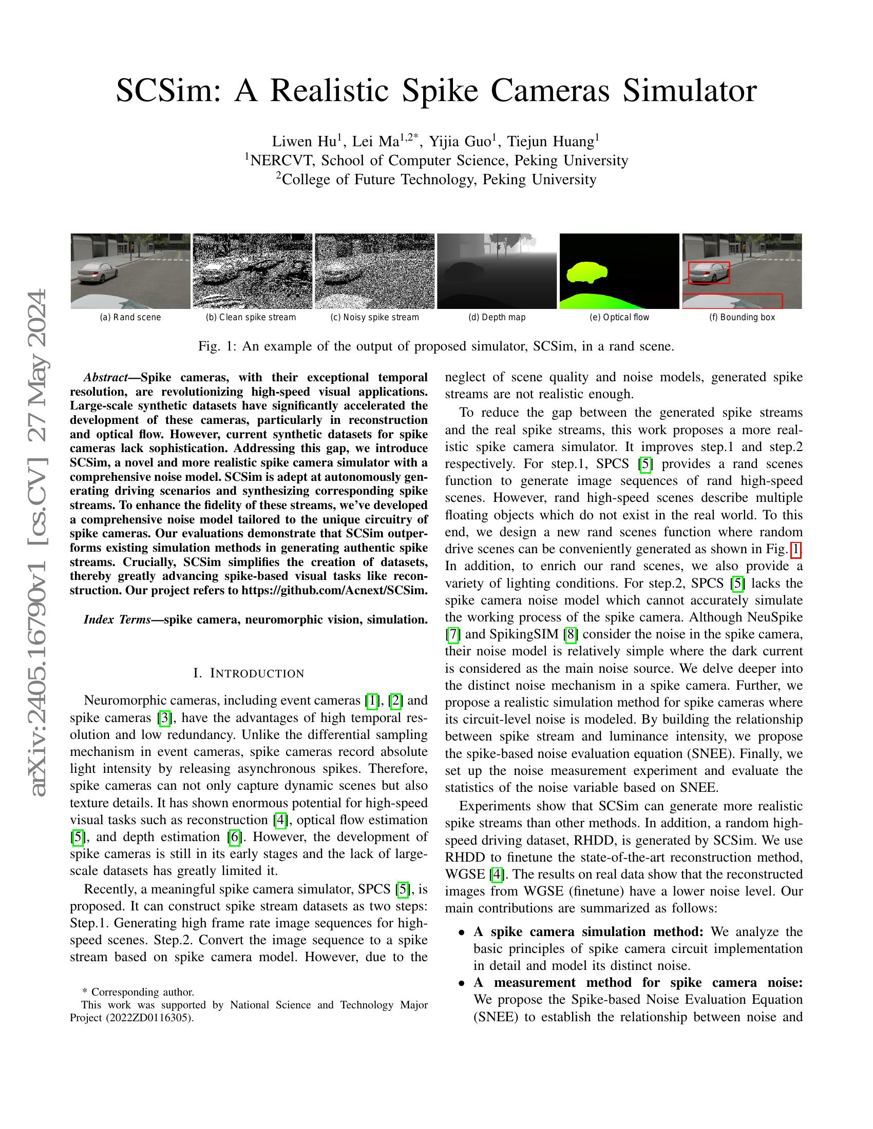 SCSim: A Realistic Spike Cameras Simulator - 智源社区论文