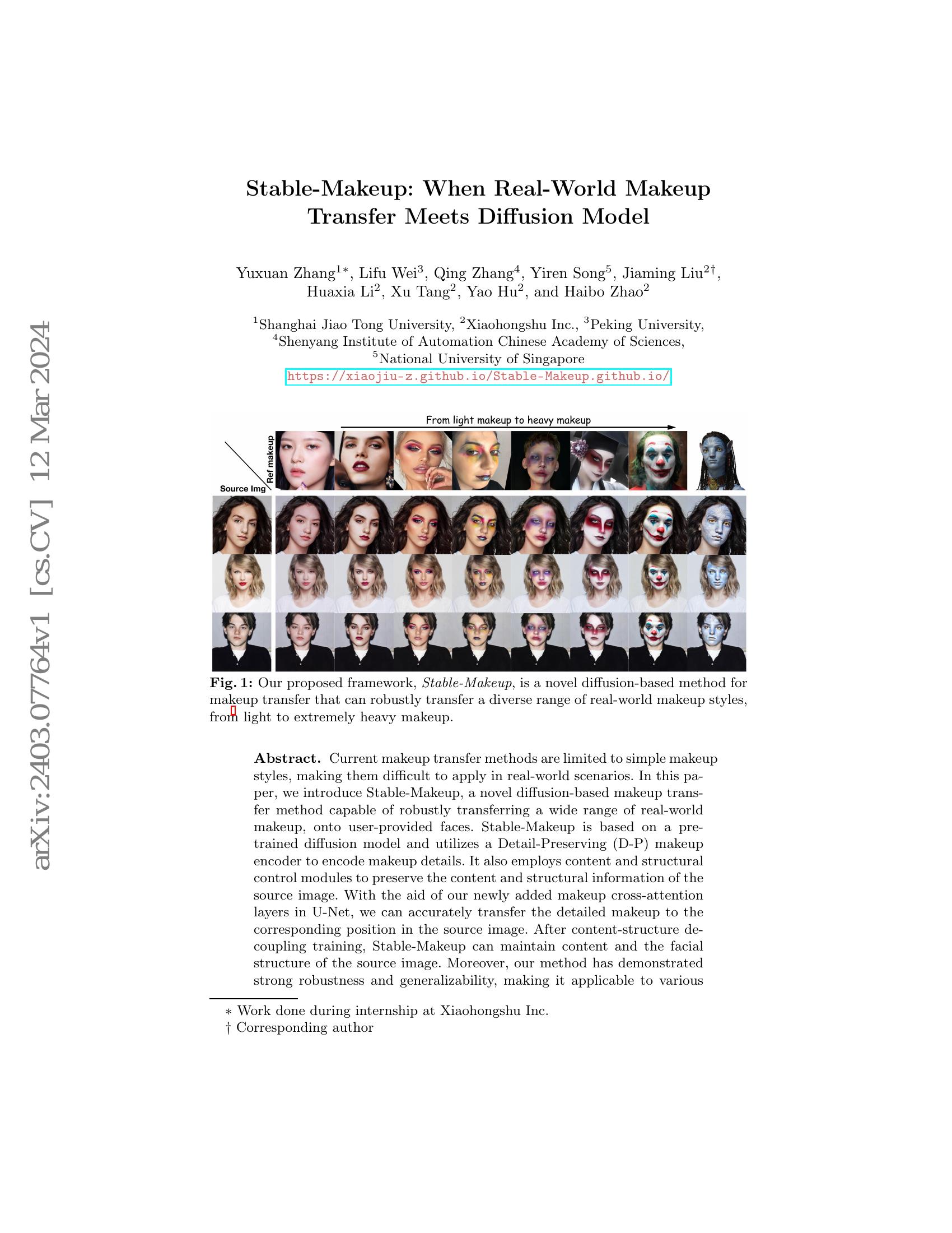 Stable-Makeup: When Real-World Makeup Transfer Meets Diffusion Model - 智源社区论文