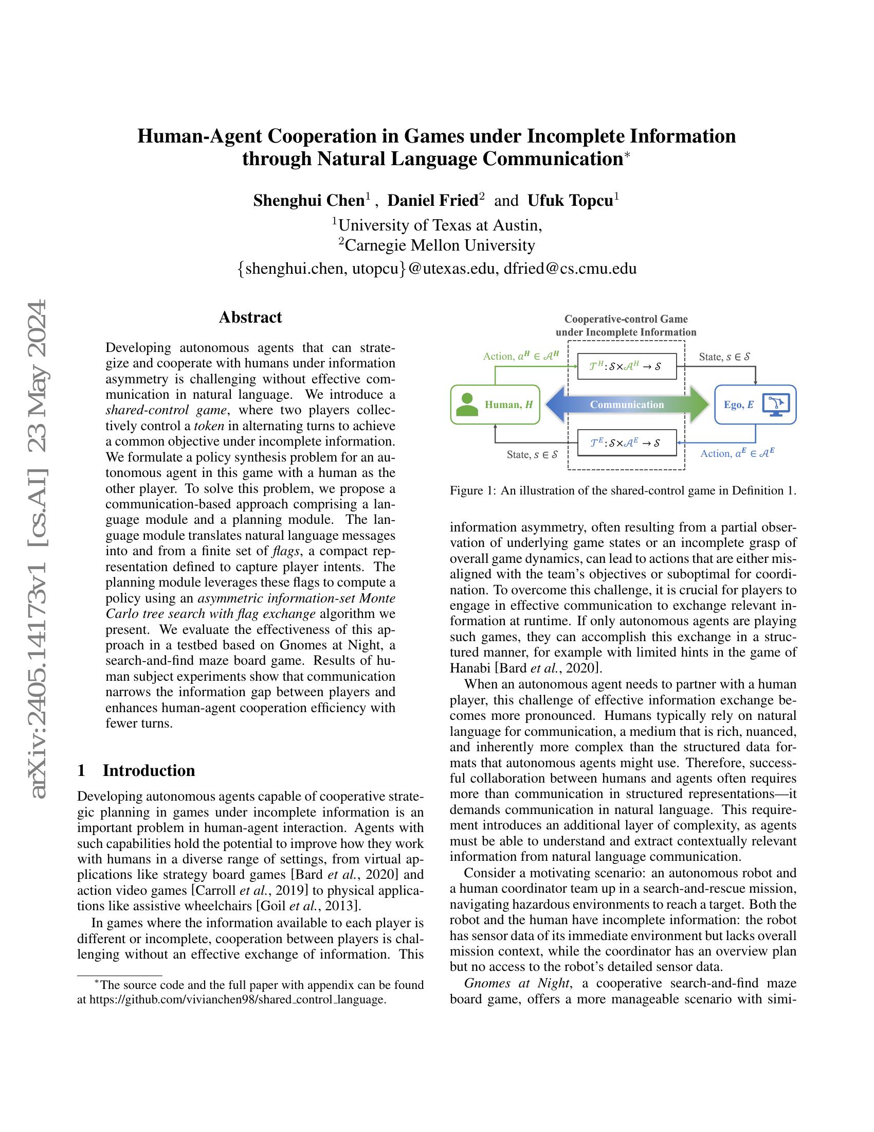 Human-Agent Cooperation in Games under Incomplete Information through ...