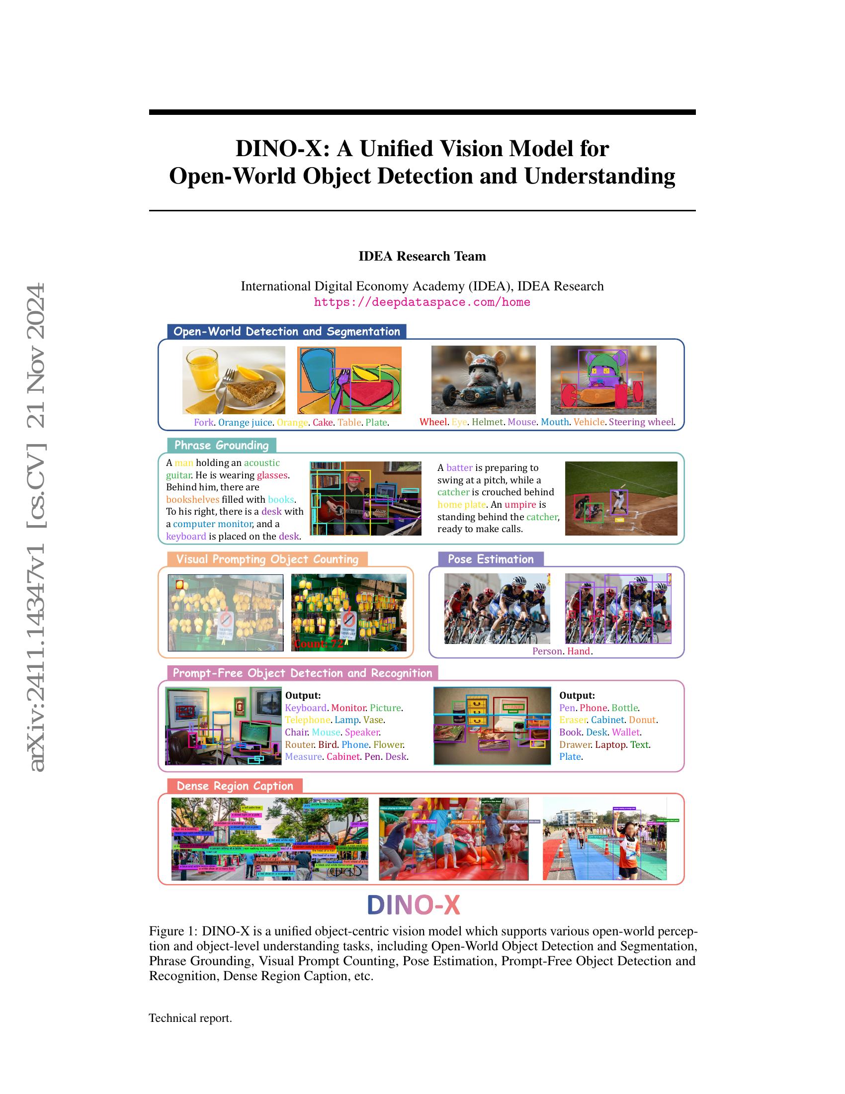 DINO-X: A Unified Vision Model for Open-World Object Detection and Understanding - 智源社区论文