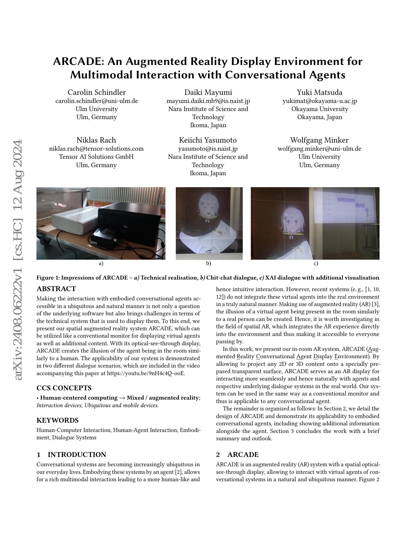 ARCADE: An Augmented Reality Display Environment for Multimodal ...