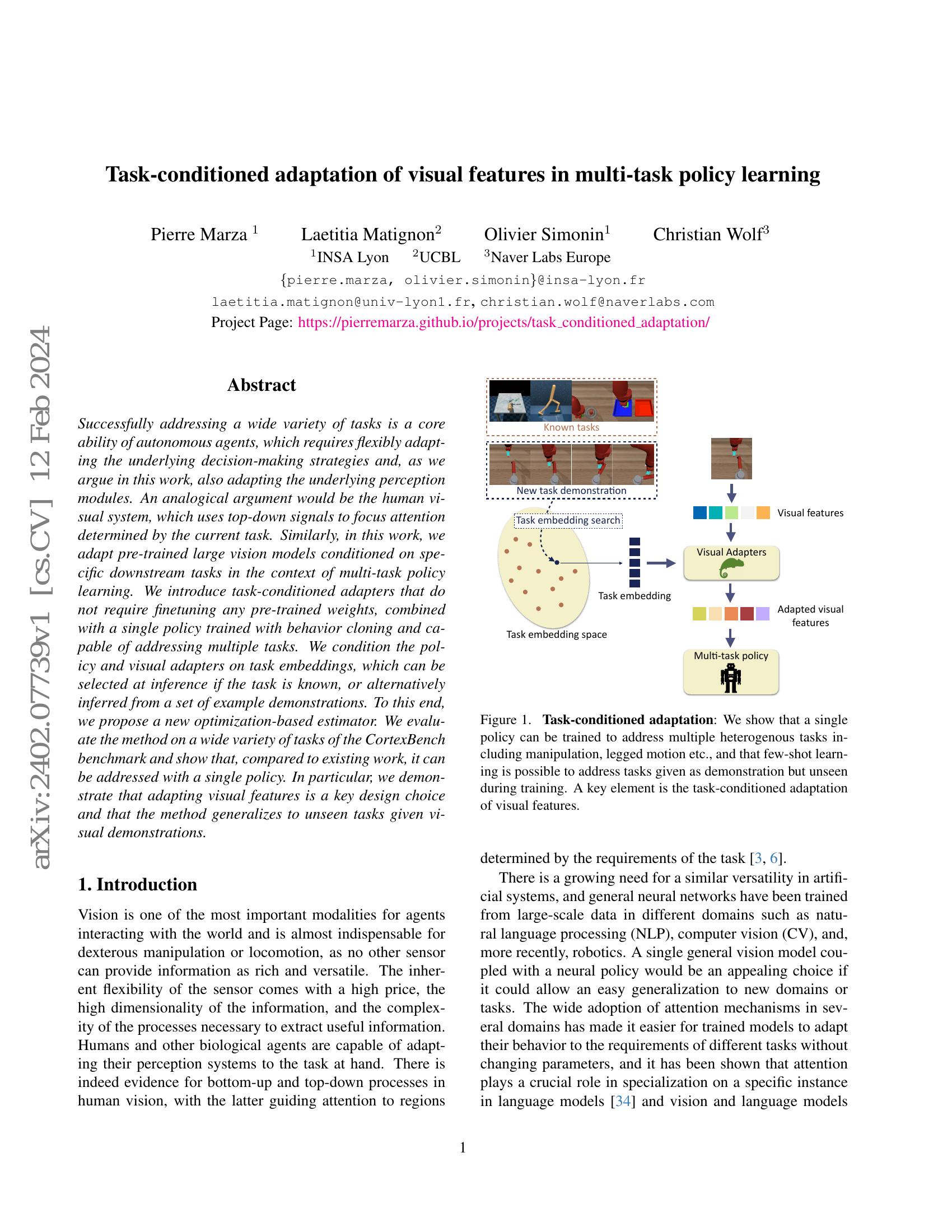Task-conditioned adaptation of visual features in multi-task policy learning - 智源社区论文