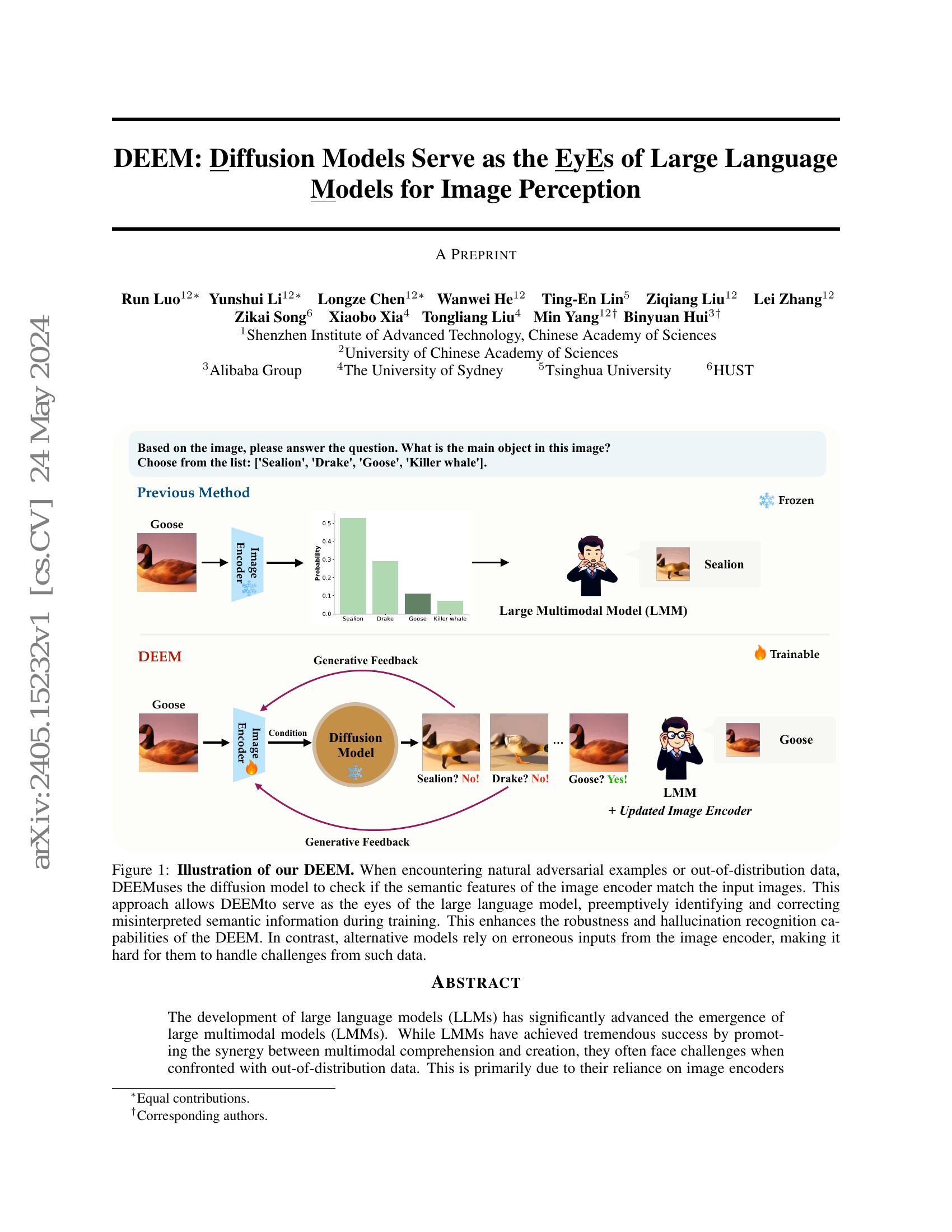 DEEM: Diffusion Models Serve as the Eyes of Large Language Models for ...