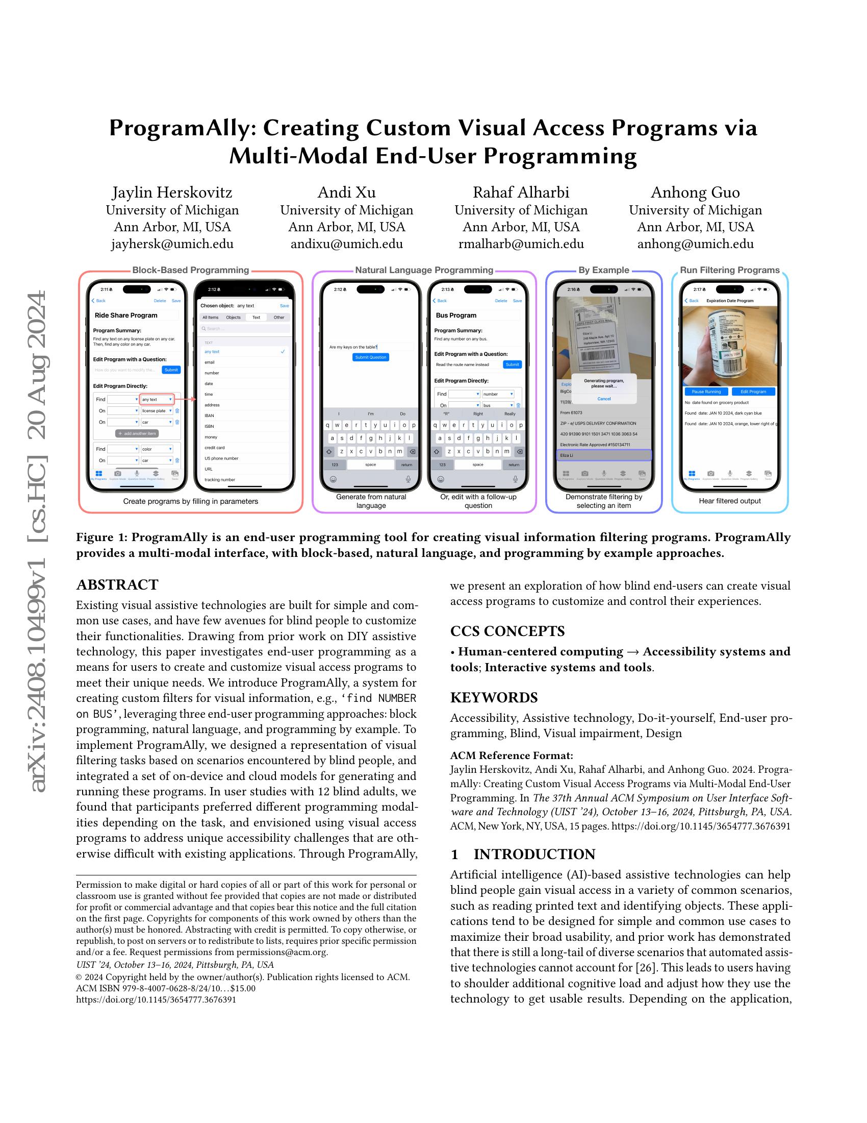 ProgramAlly: Creating Custom Visual Access Programs via Multi-Modal End-User Programming - 智源社区论文