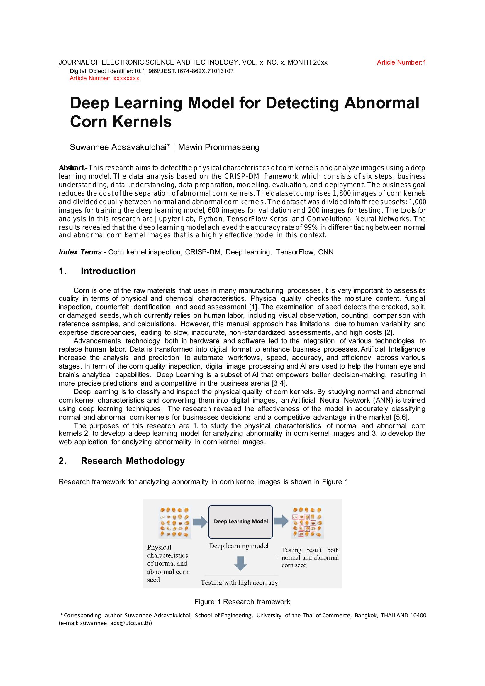 Deep Learning Model for Detecting Abnormal Corn Kernels - 智源社区论文