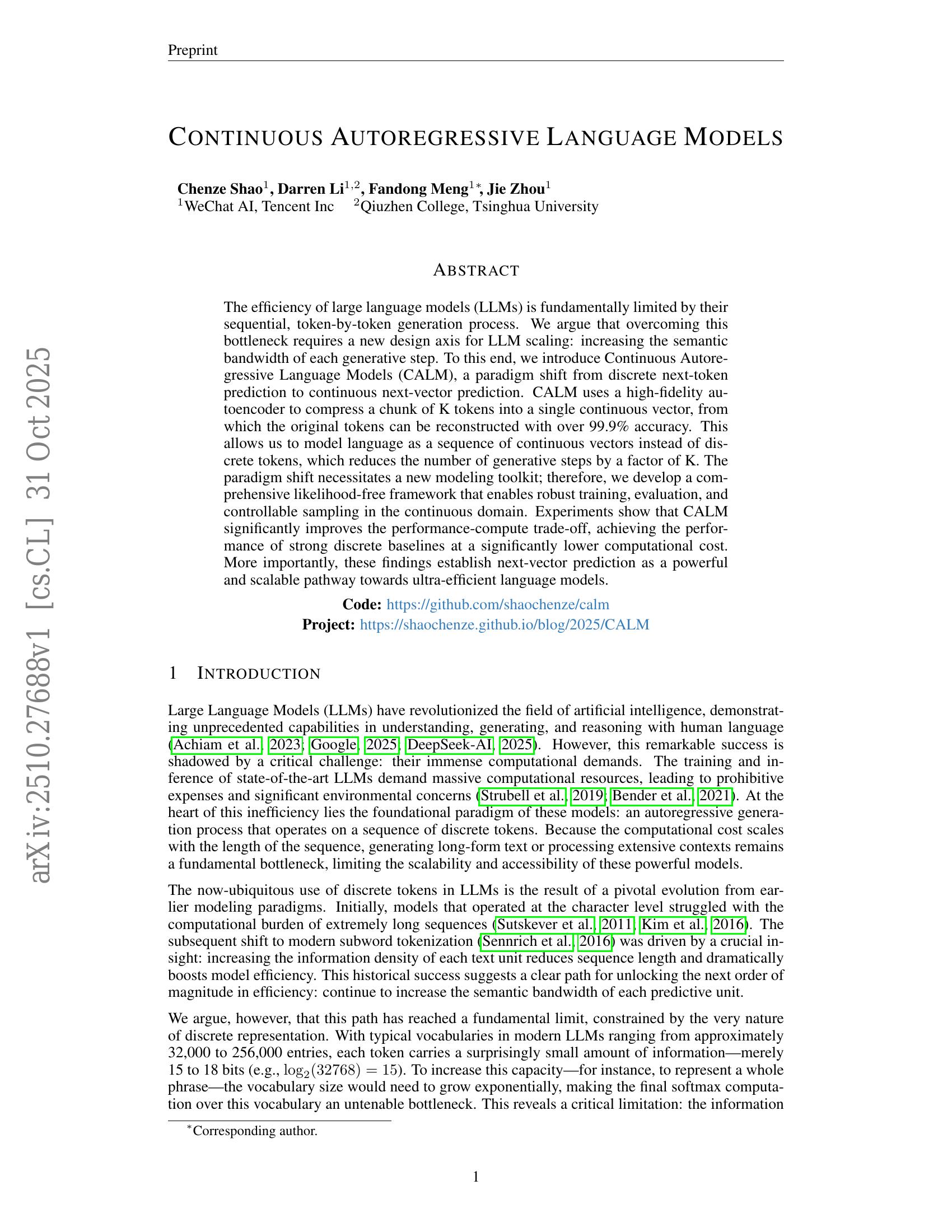 Continuous Autoregressive Language Models - 智源社区论文