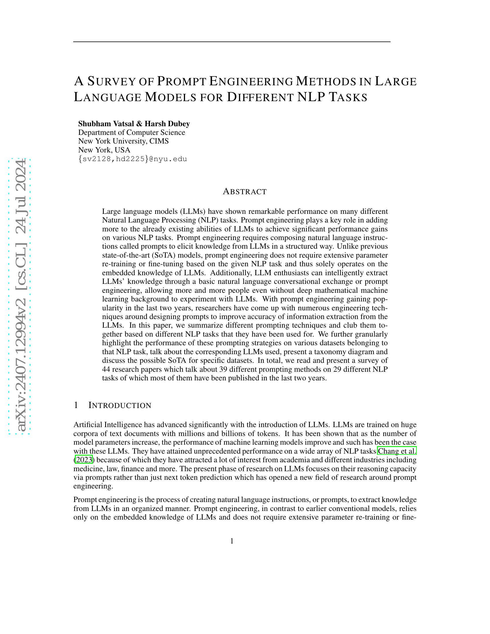 A Survey of Prompt Engineering Methods in Large Language Models for ...