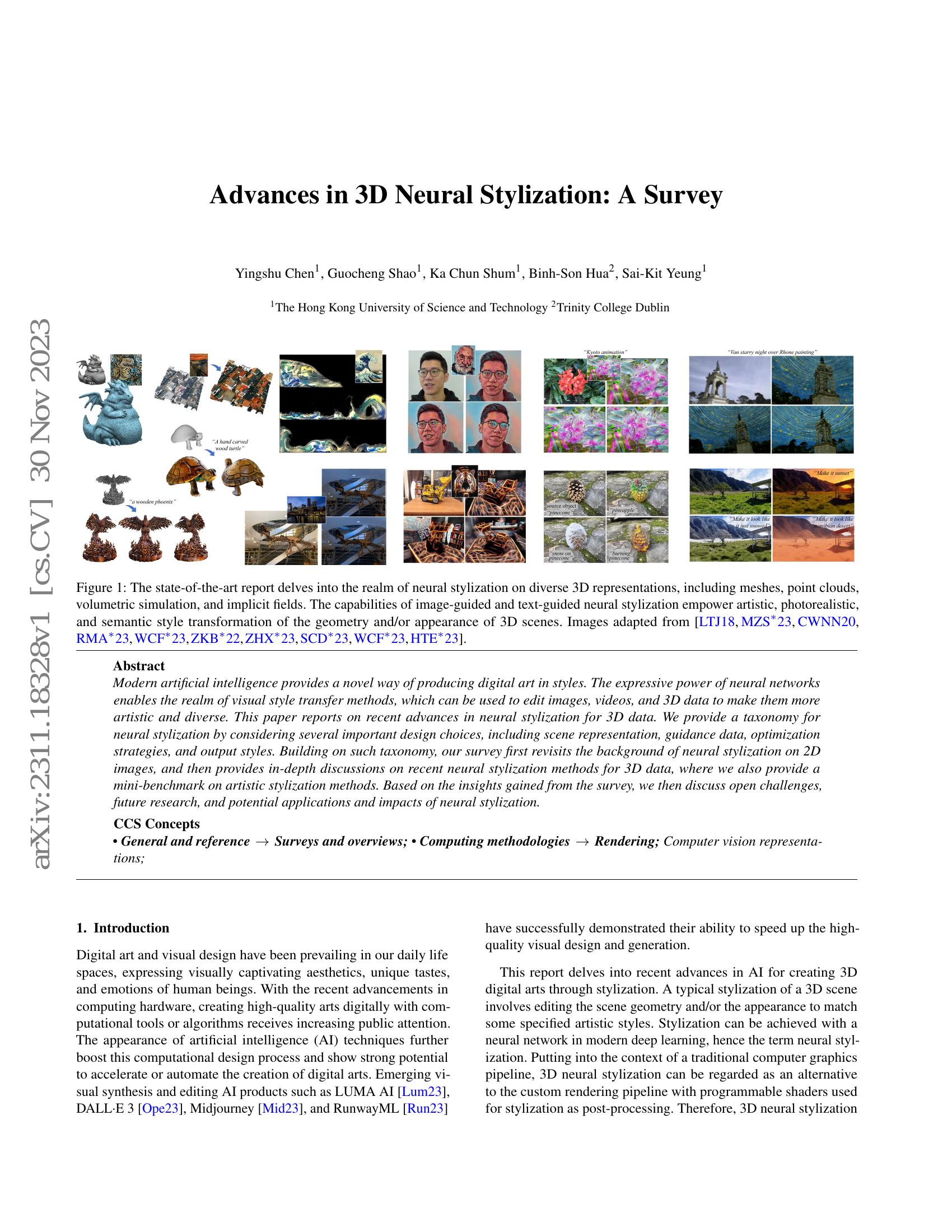 Advances in 3D Neural Stylization: A Survey - 智源社区论文
