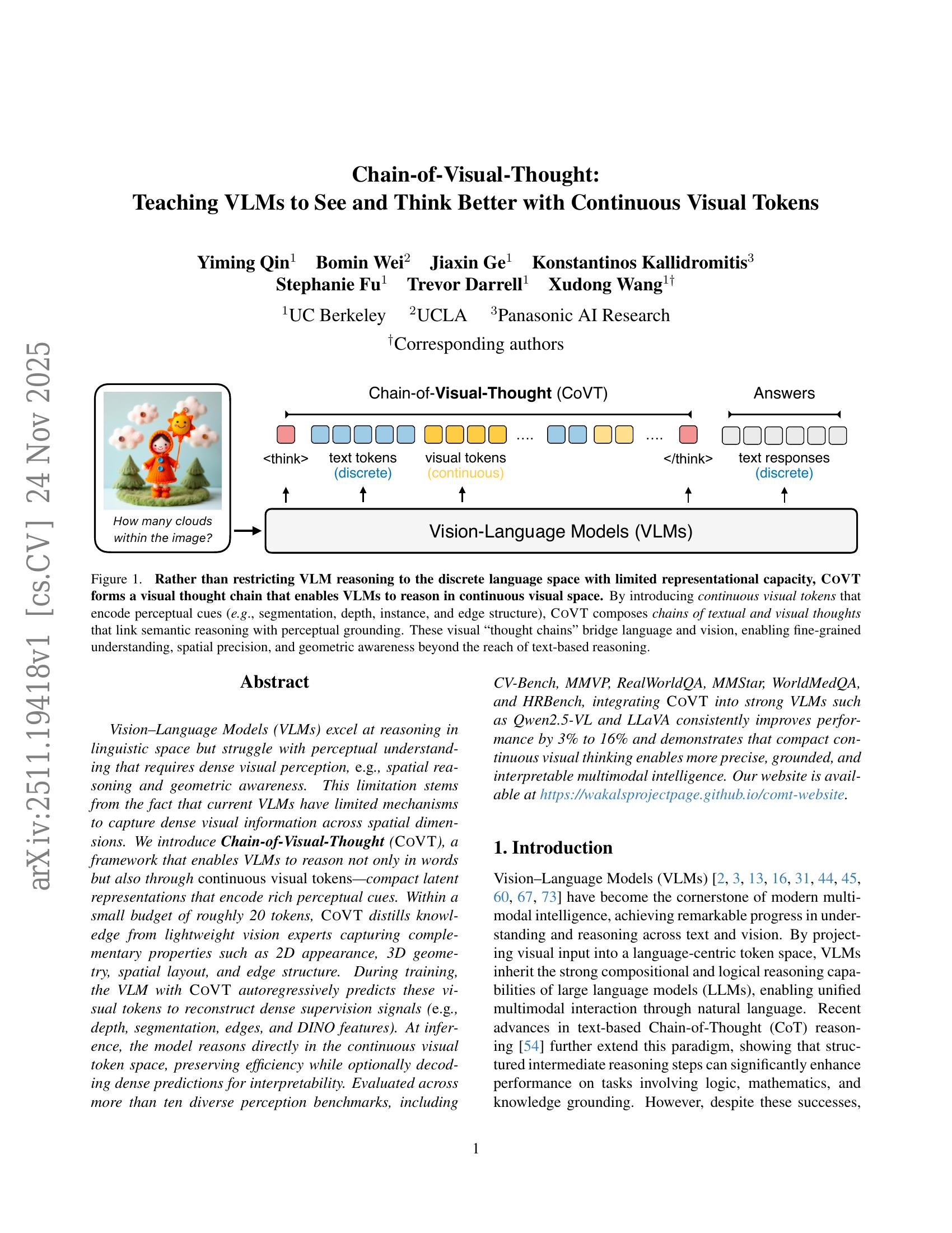 Chain-of-Visual-Thought: Teaching VLMs to See and Think Better with ...