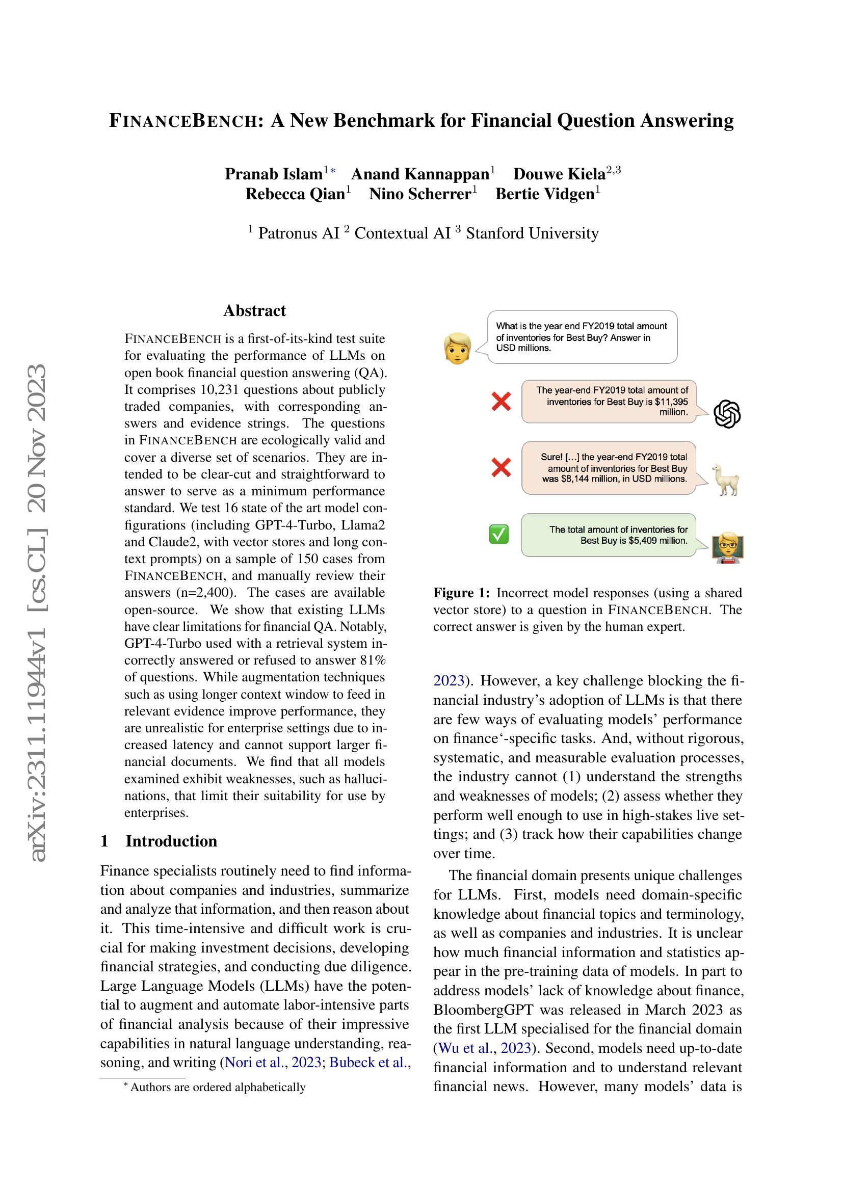 FinanceBench: A New Benchmark for Financial Question Answering - 智源社区论文