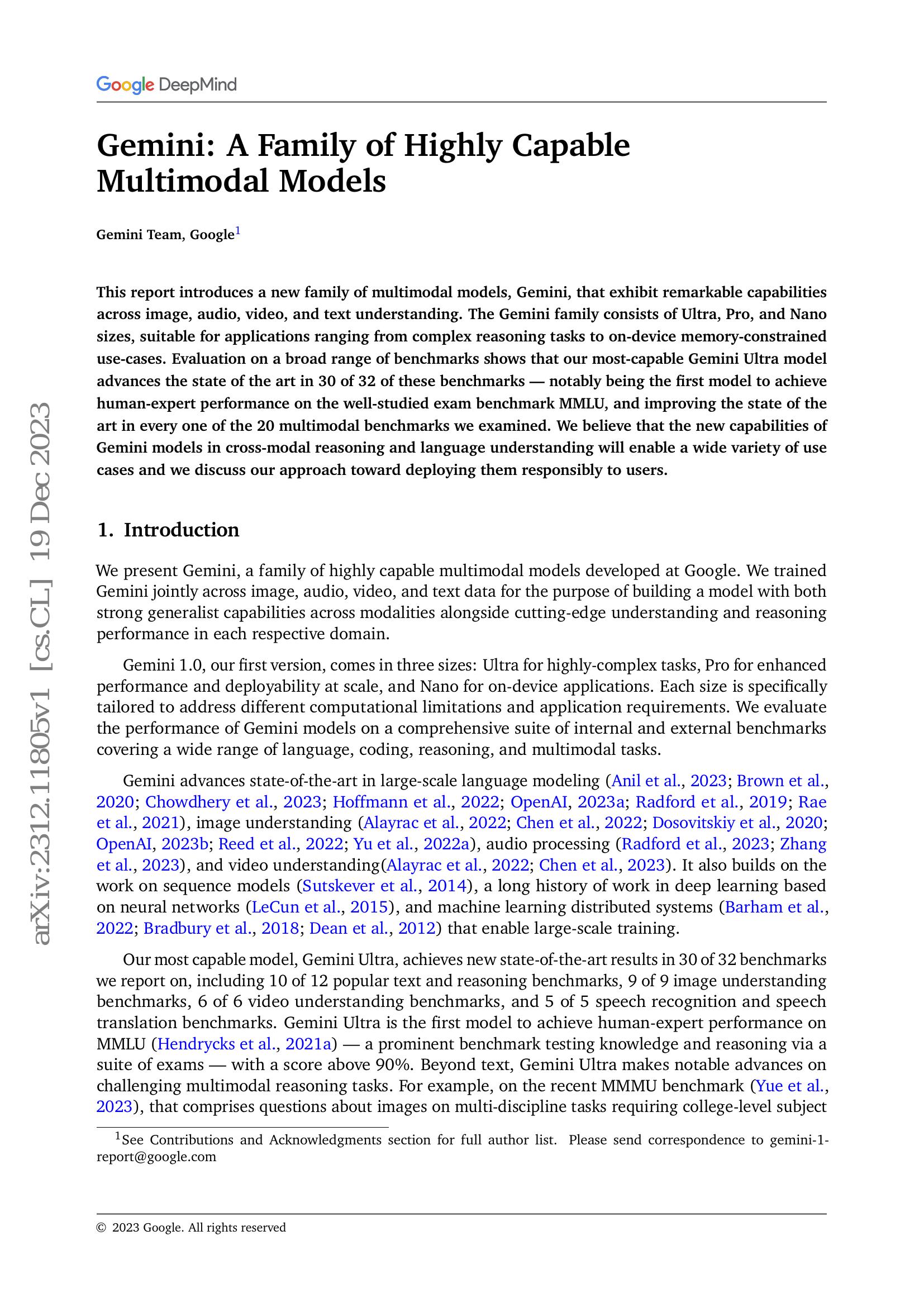 Gemini: A Family of Highly Capable Multimodal Models - 智源社区论文