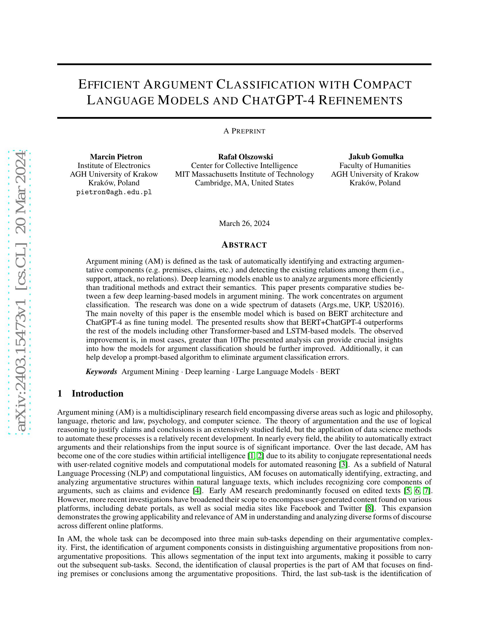 Efficient argument classification with compact language models and ChatGPT-4 refinements - 智源社区论文