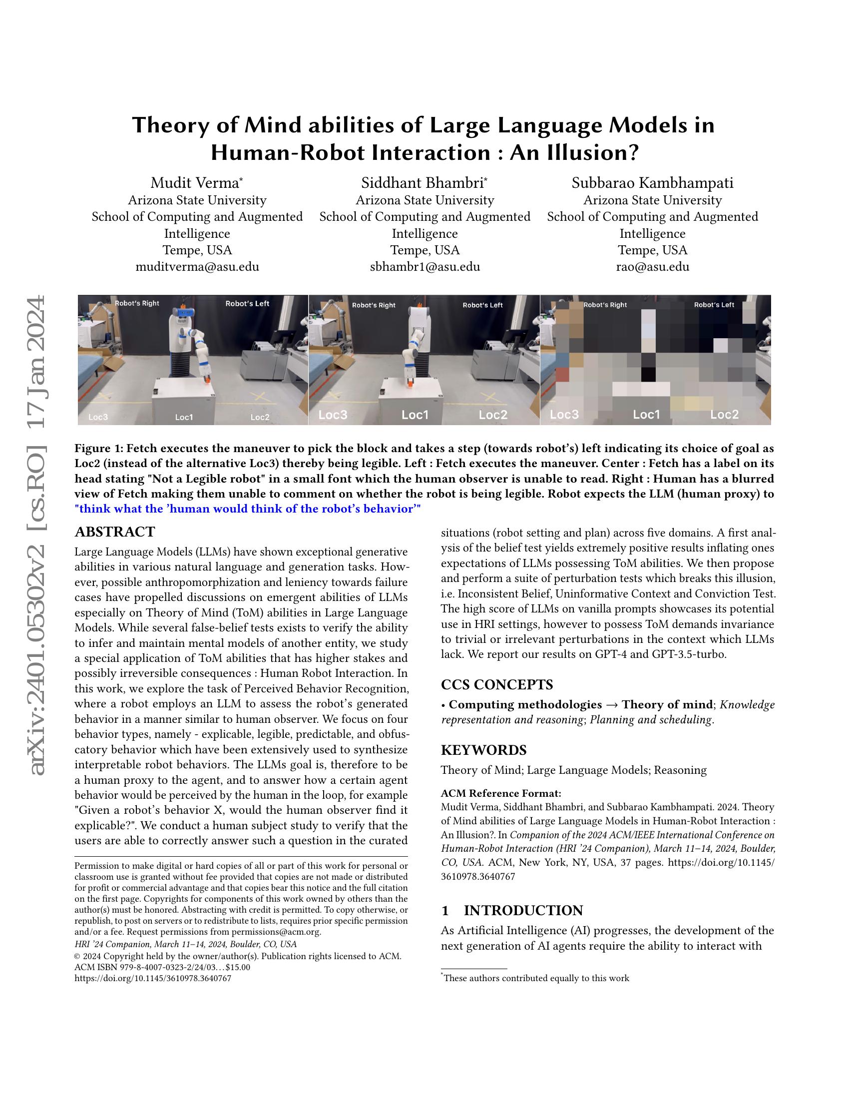 Theory of Mind abilities of Large Language Models in Human-Robot ...