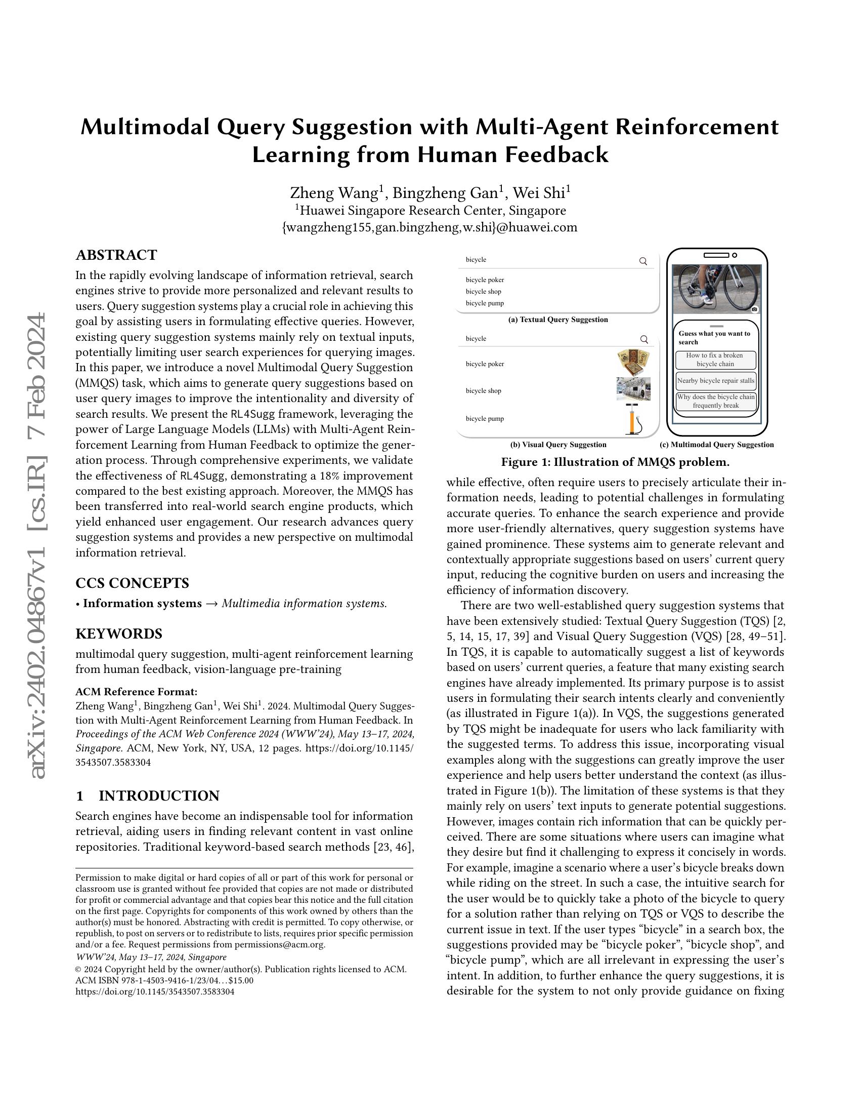 Multimodal Query Suggestion with Multi-Agent Reinforcement Learning from Human Feedback - 智源社区论文