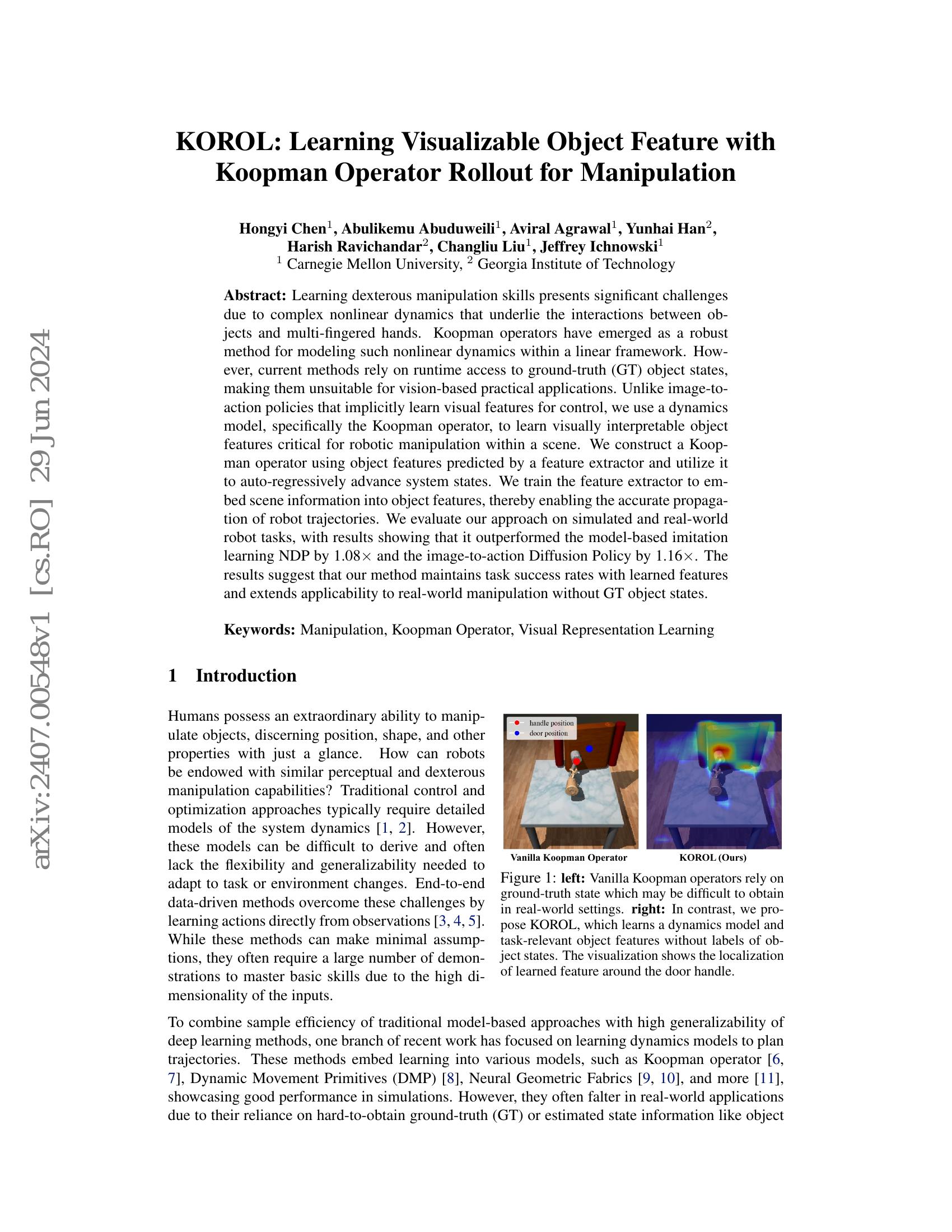 KOROL: Learning Visualizable Object Feature with Koopman Operator Rollout for Manipulation - 智源社区论文