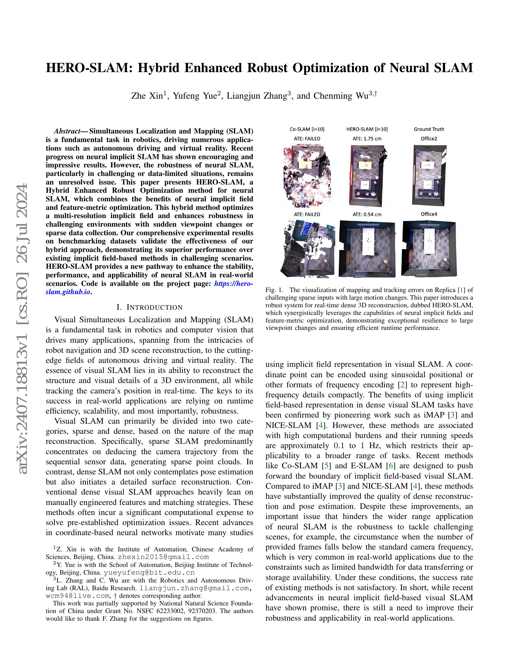 HERO-SLAM: Hybrid Enhanced Robust Optimization of Neural SLAM - 智源社区论文
