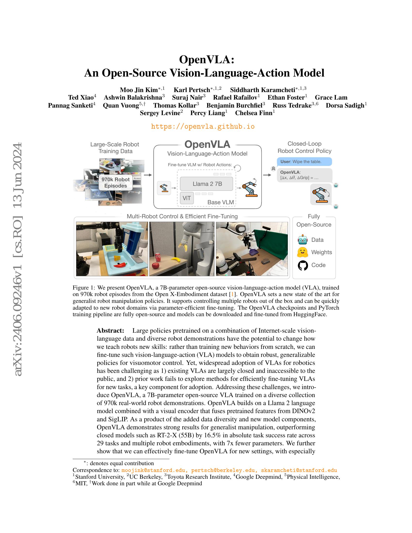 OpenVLA: An Open-Source Vision-Language-Action Model - 智源社区论文