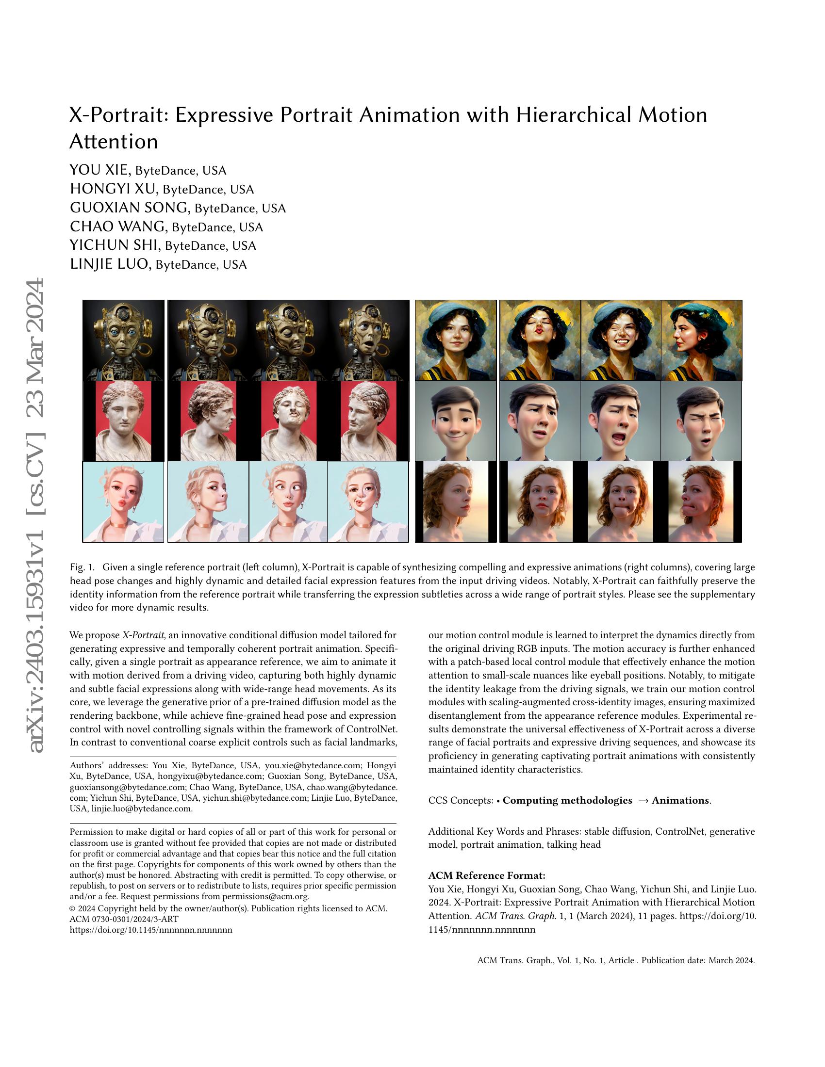 X-Portrait: Expressive Portrait Animation with Hierarchical Motion ...