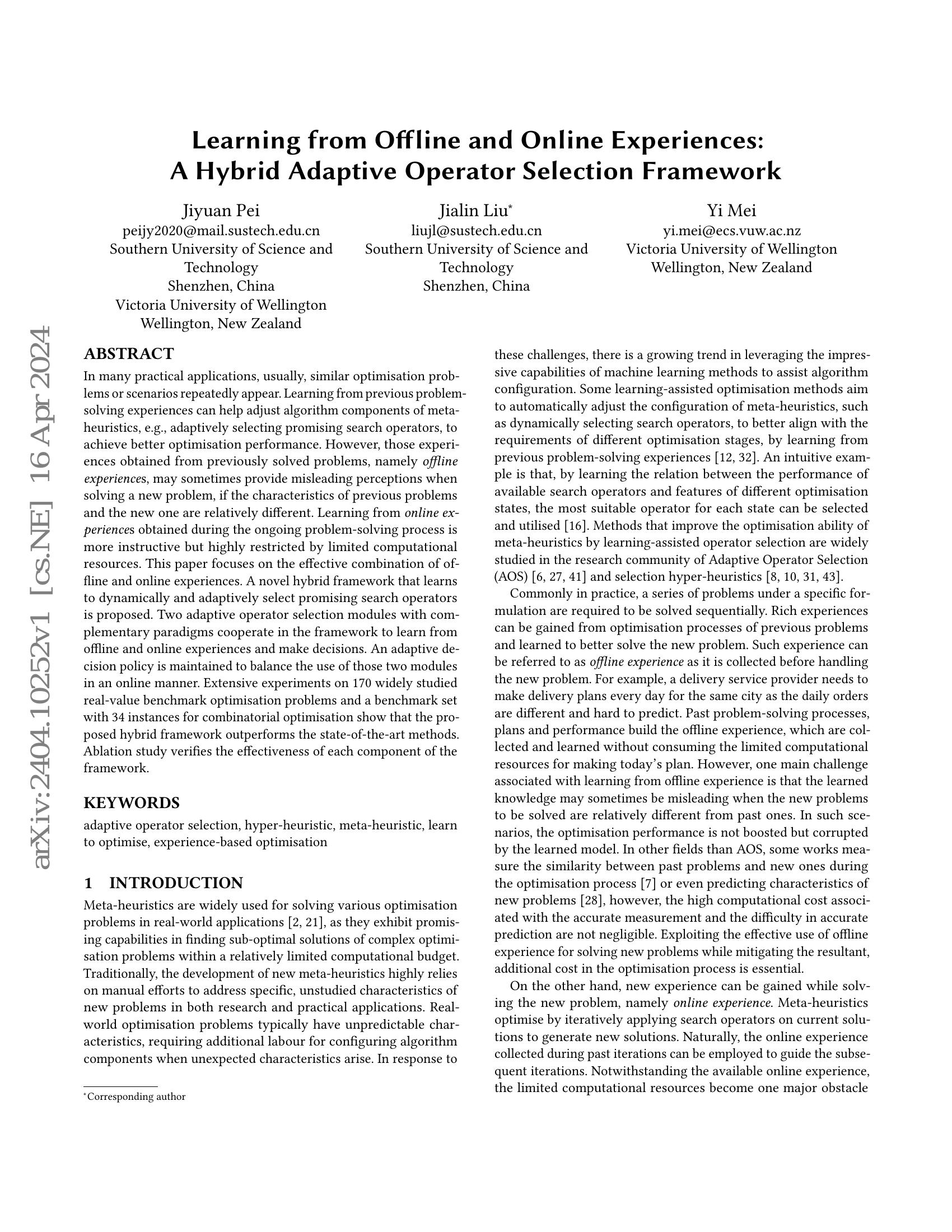 Learning from Offline and Online Experiences: A Hybrid Adaptive ...