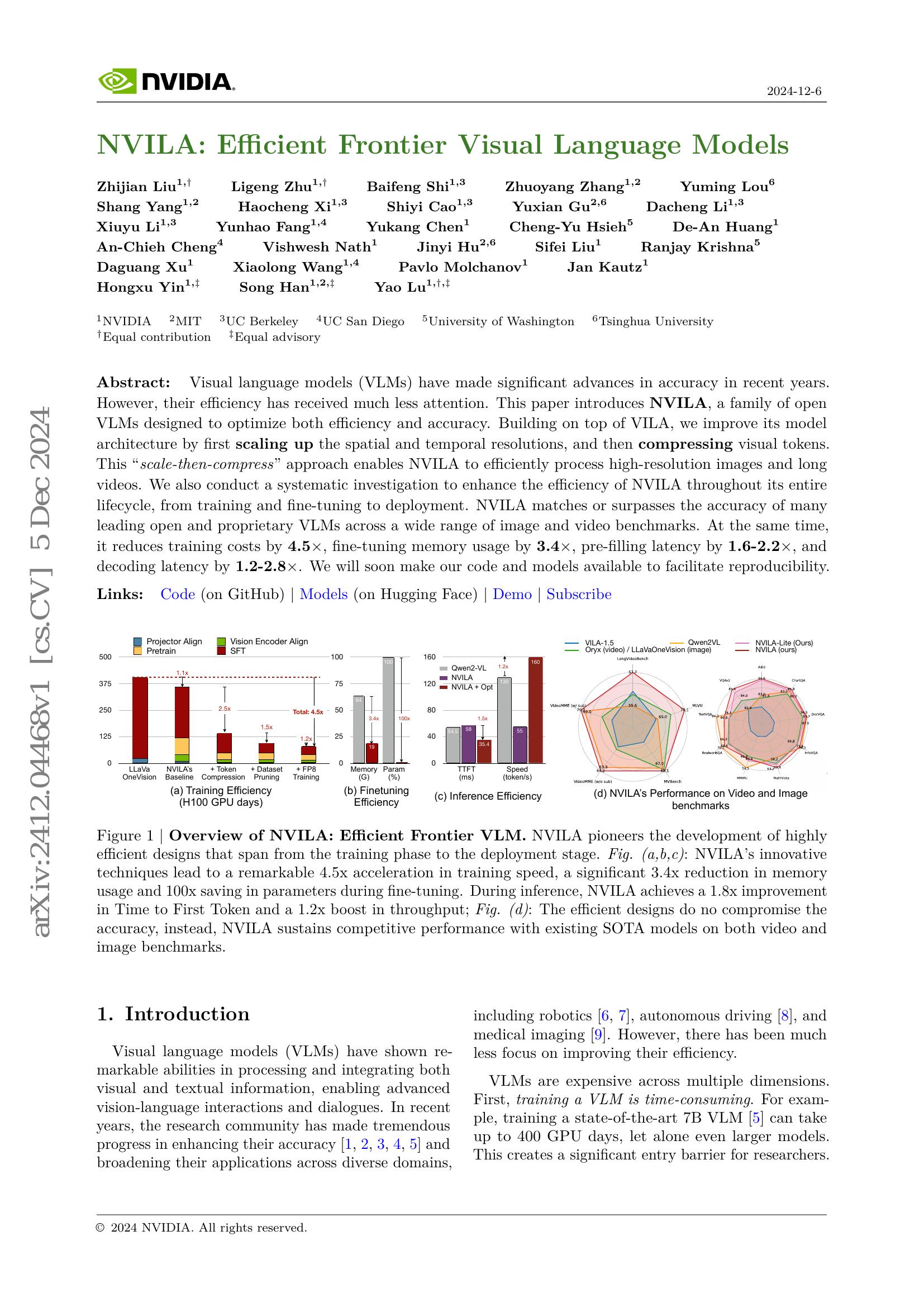 NVILA: Efficient Frontier Visual Language Models - 智源社区论文
