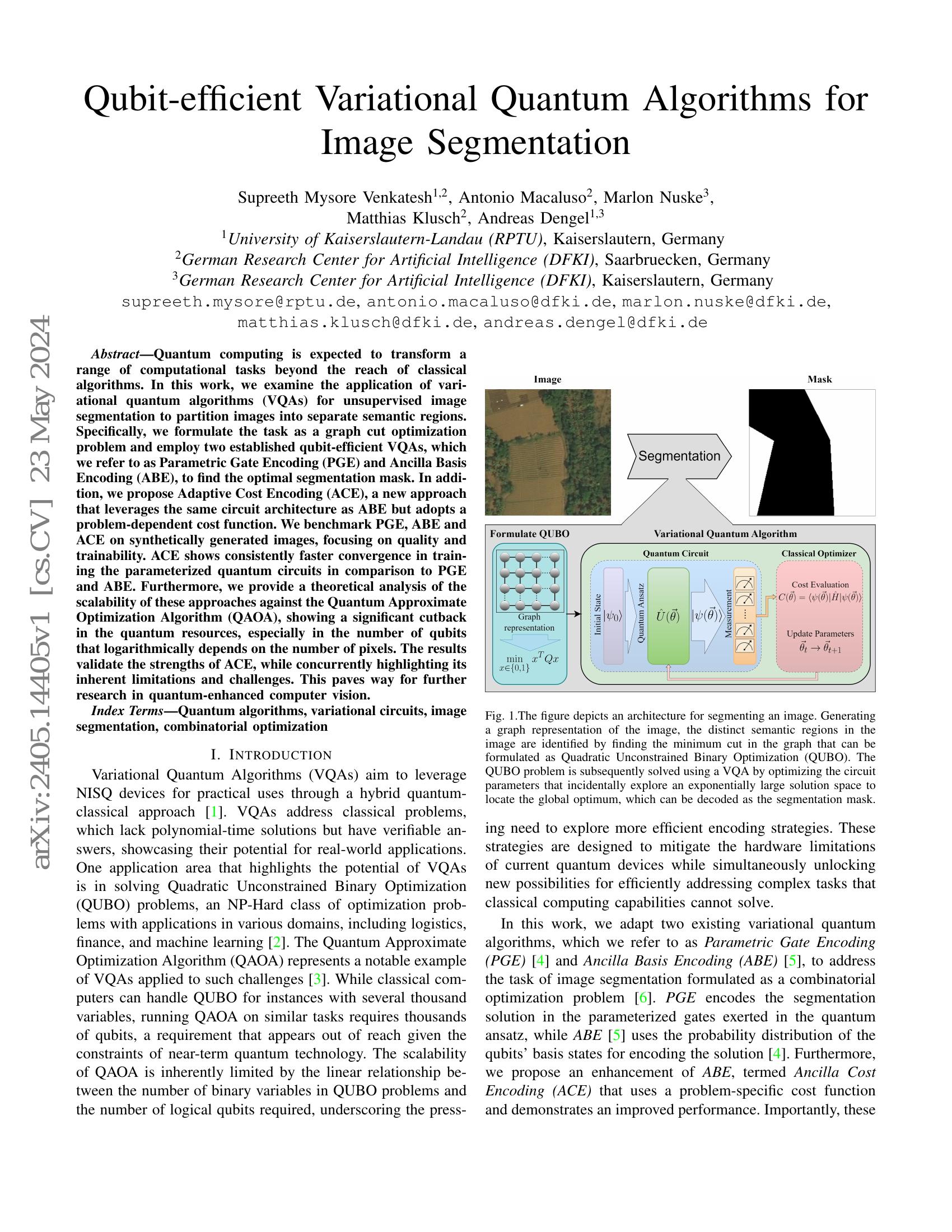 Qubit-efficient Variational Quantum Algorithms for Image Segmentation - 智源社区论文