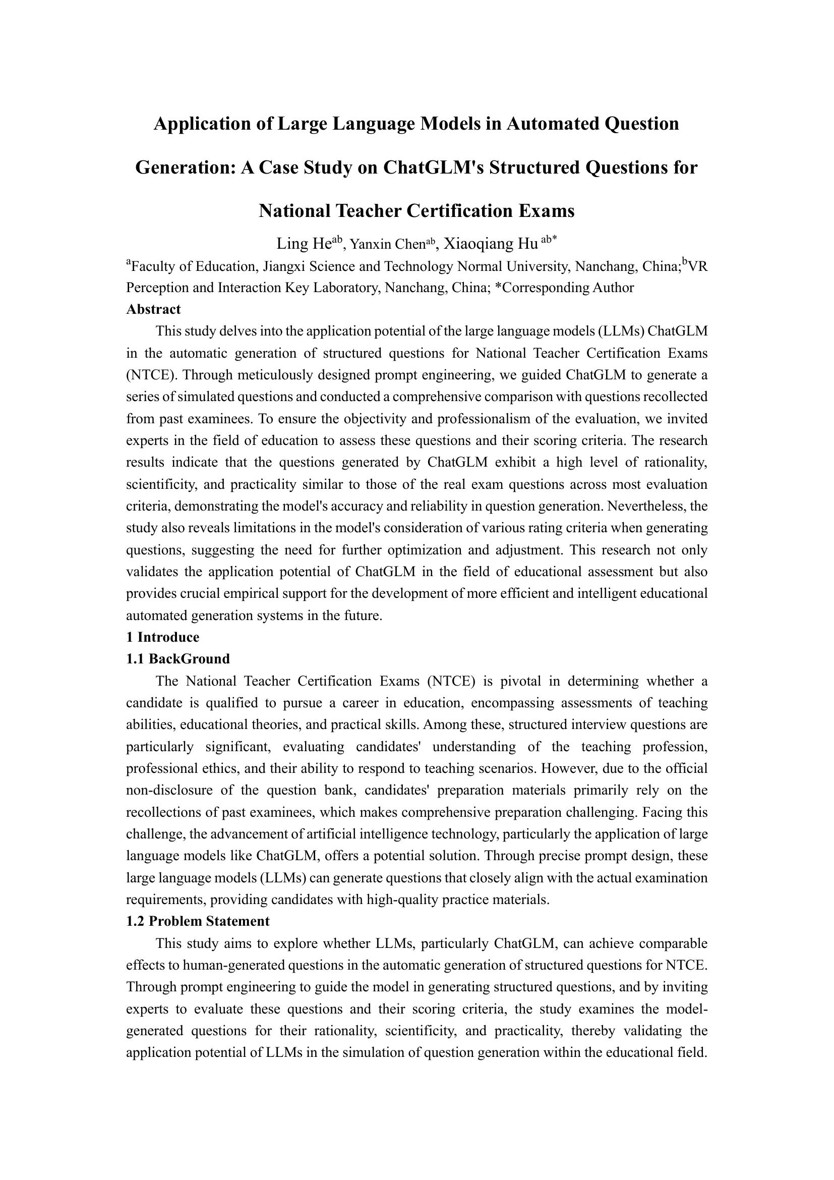 Application of Large Language Models in Automated Question Generation ...