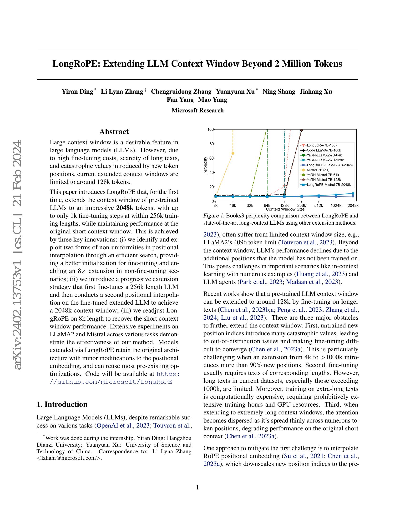 LongRoPE: Extending LLM Context Window Beyond 2 Million Tokens - 智源社区论文