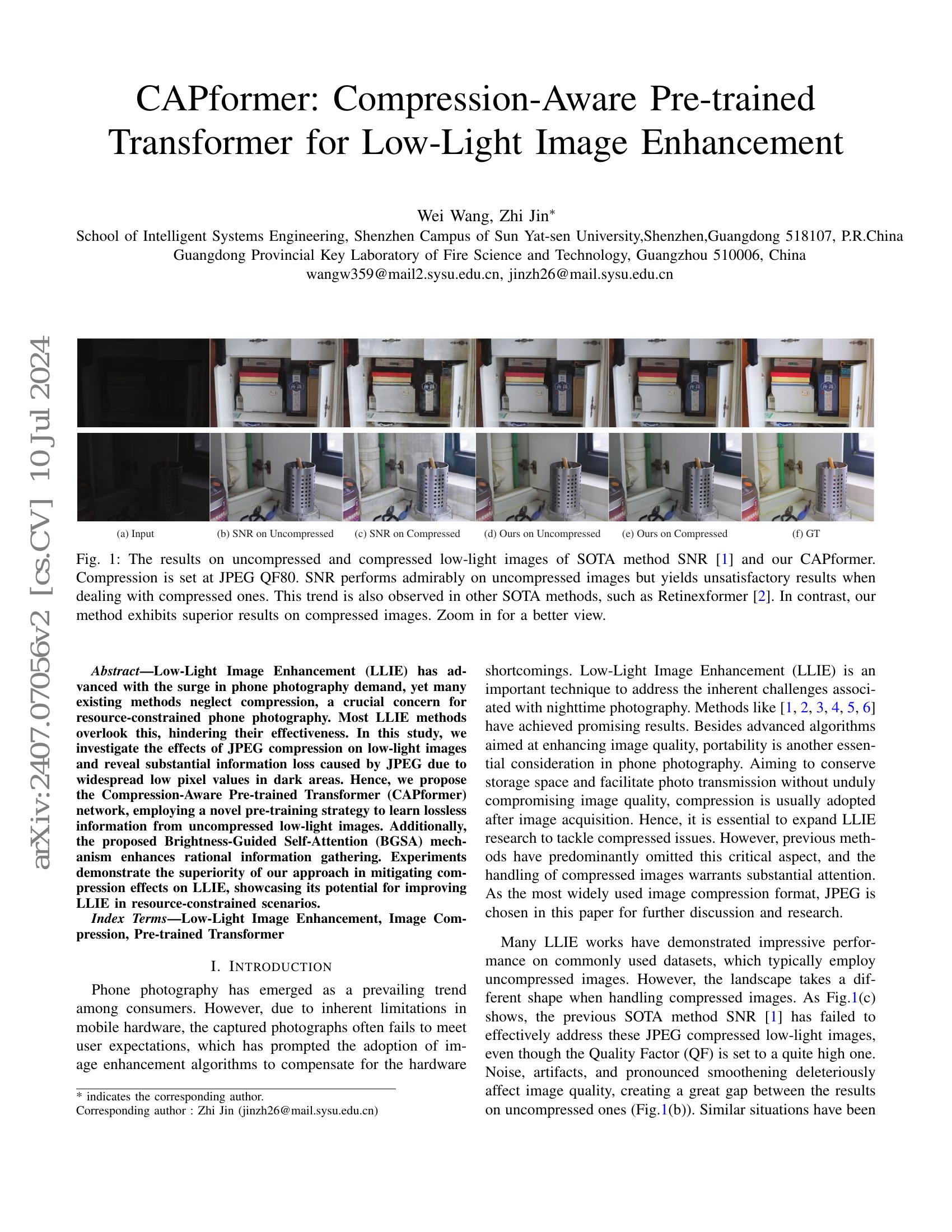 CAPformer: Compression-Aware Pre-trained Transformer for Low-Light Image Enhancement - 智源社区论文