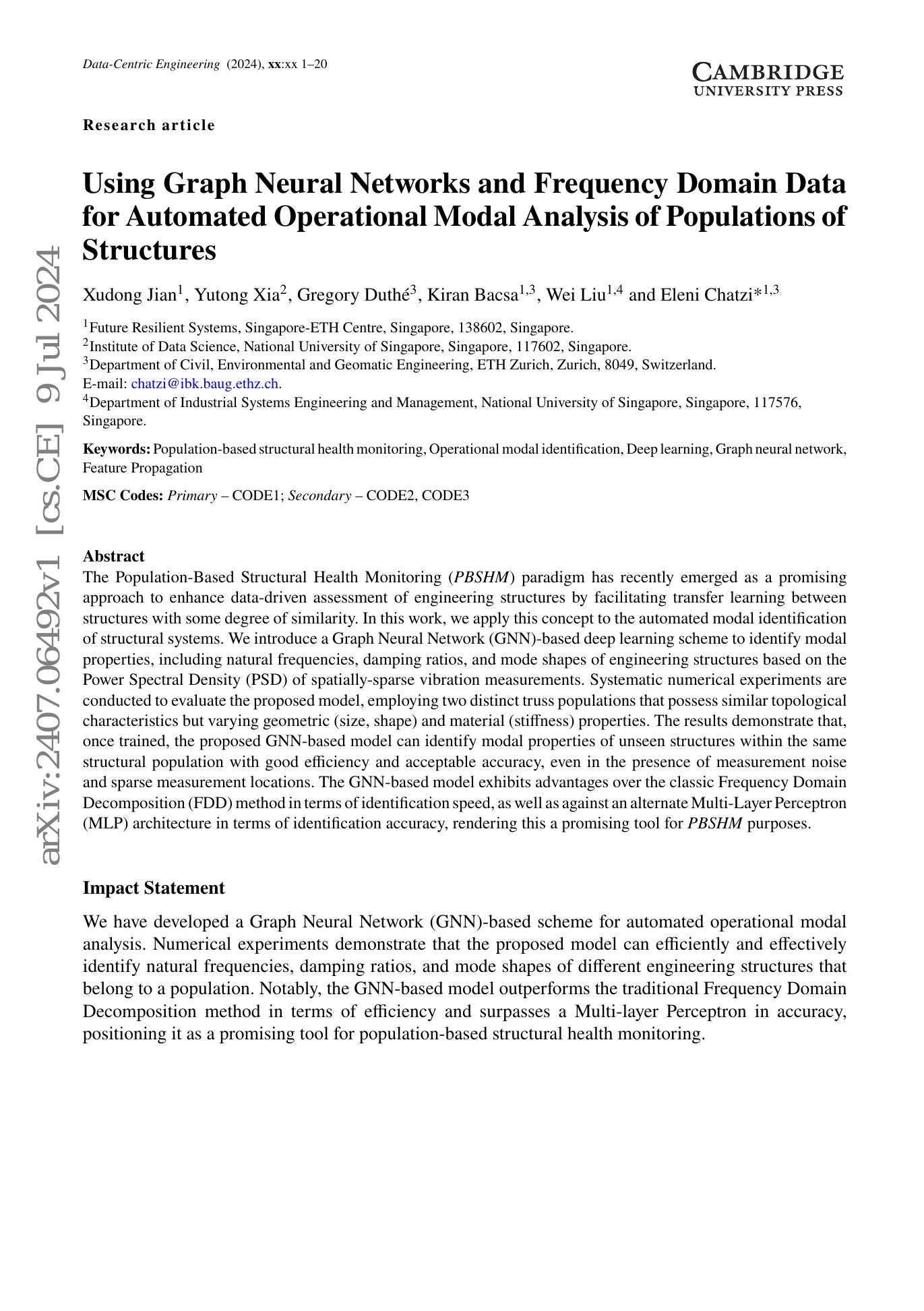 Using Graph Neural Networks and Frequency Domain Data for Automated Operational Modal Analysis ...