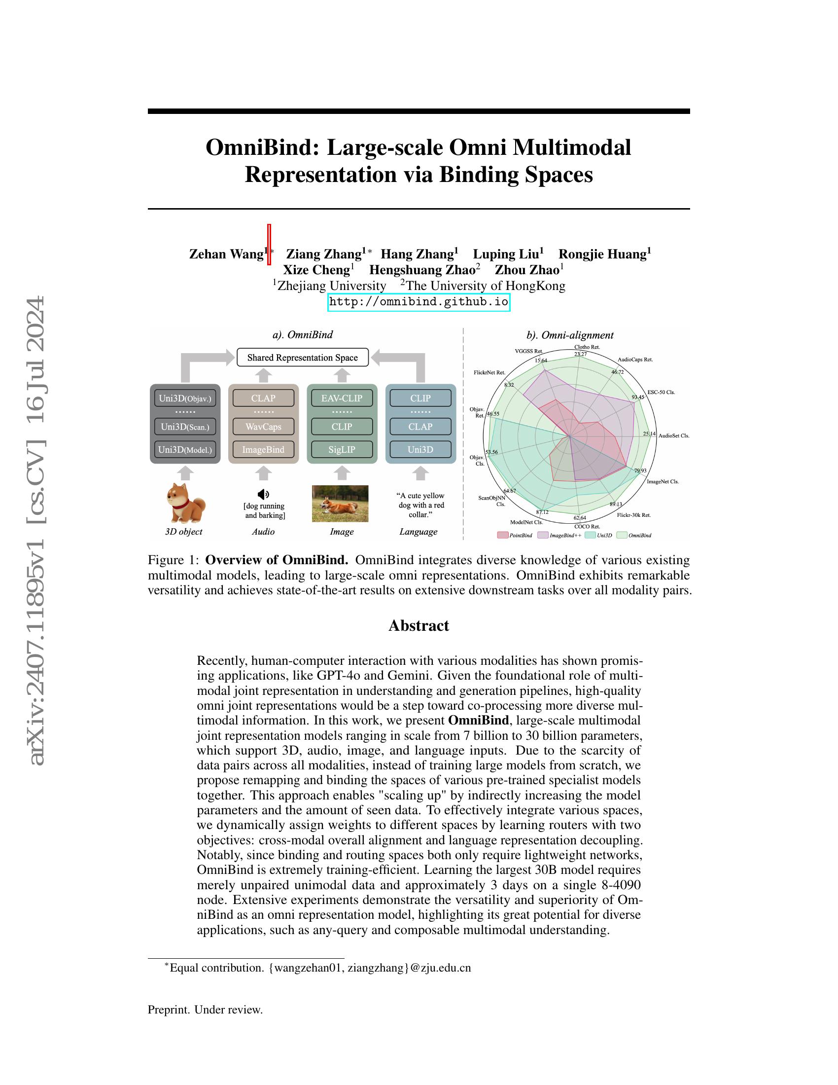OmniBind: Large-scale Omni Multimodal Representation via Binding Spaces - 智源社区论文