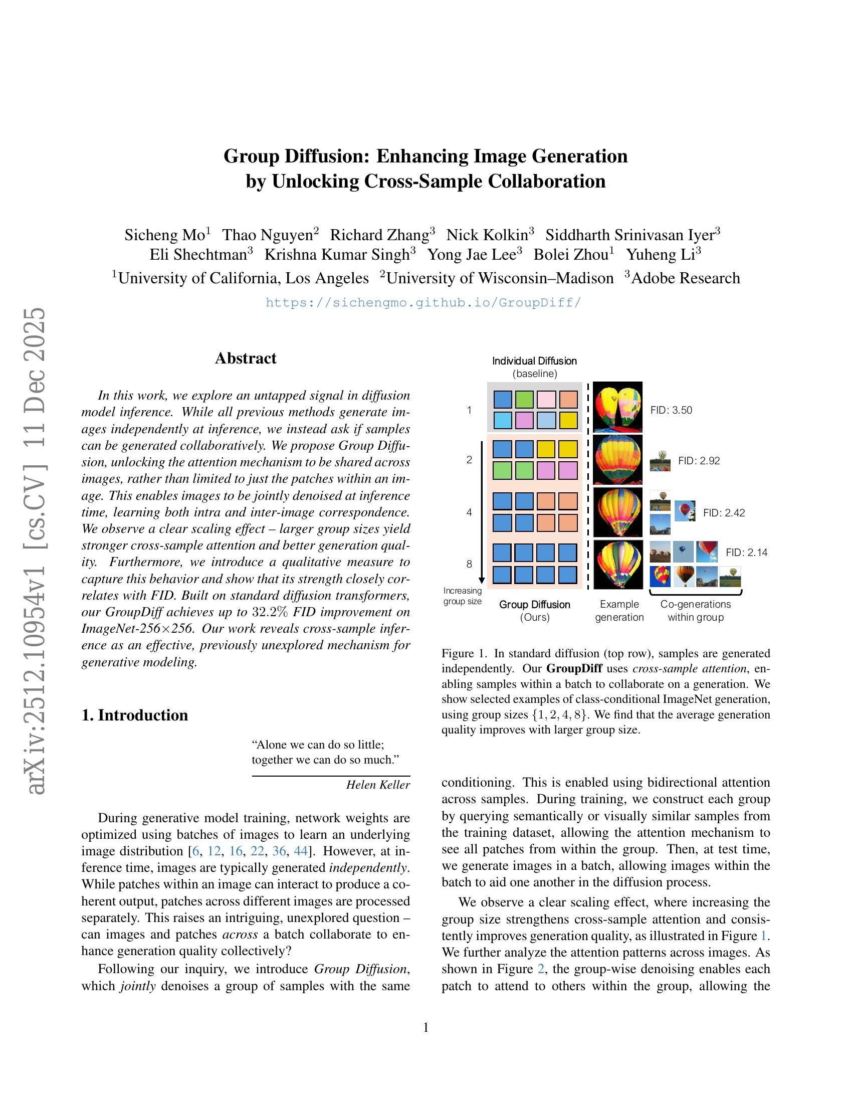 Group Diffusion: Enhancing Image Generation by Unlocking Cross-Sample ...