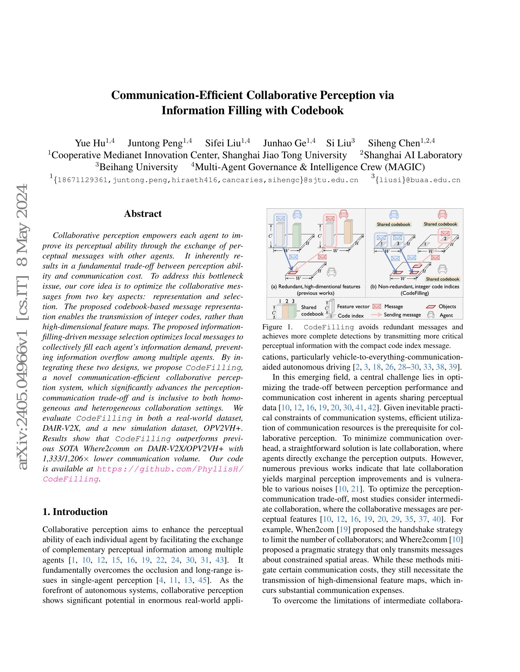Communication-Efficient Collaborative Perception via Information Filling with Codebook - 智源社区论文