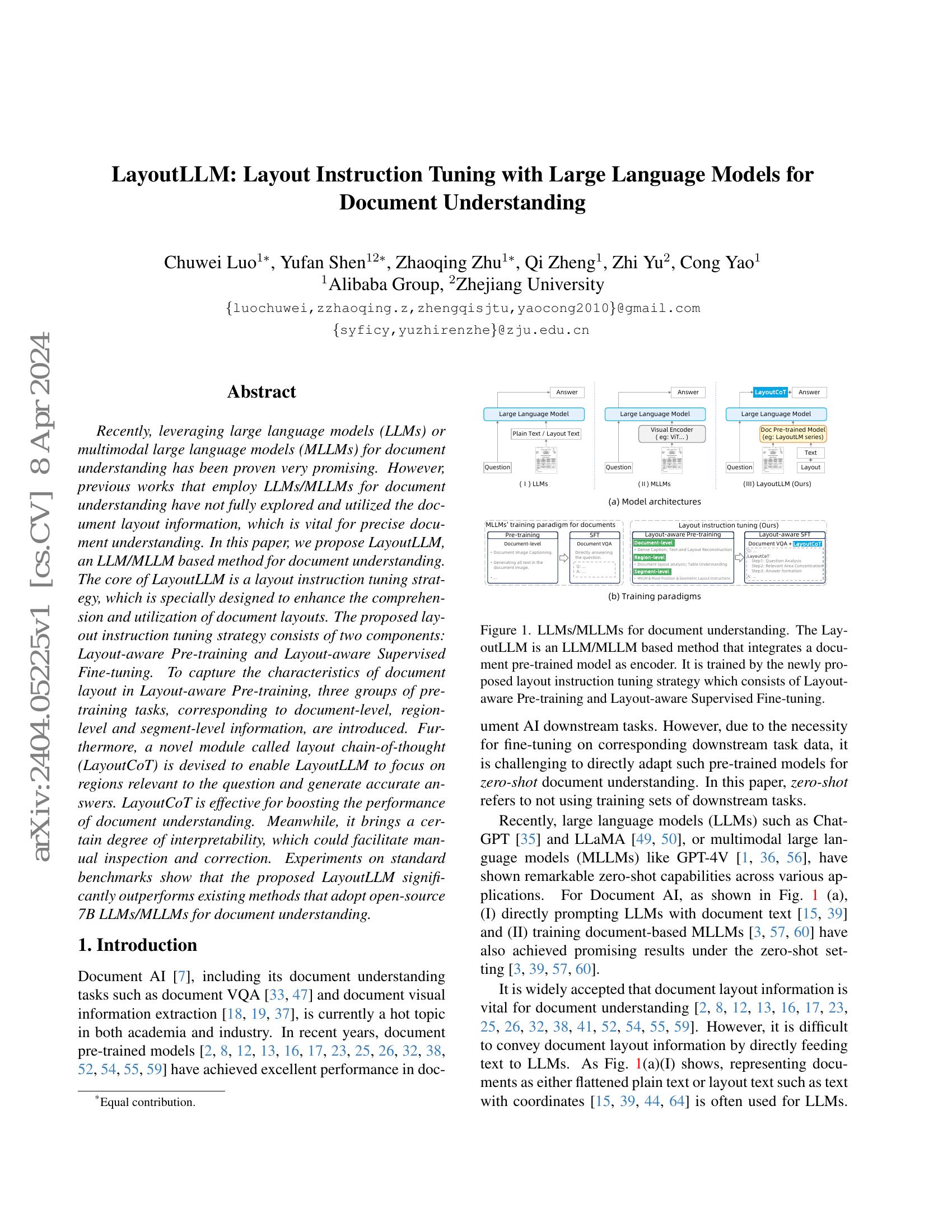 LayoutLLM: Layout Instruction Tuning with Large Language Models for Document Understanding - 智源社区论文