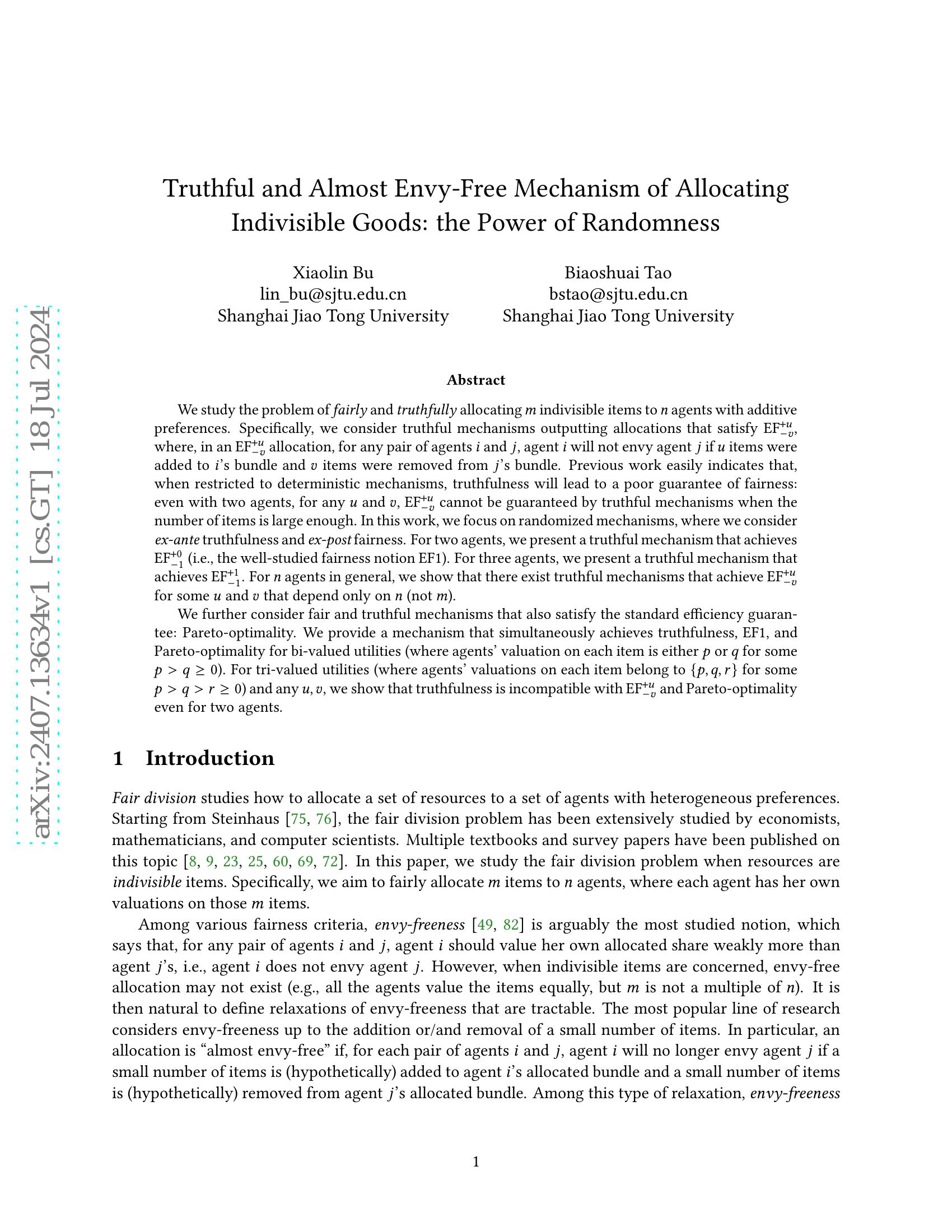 Truthful and Almost Envy-Free Mechanism of Allocating Indivisible Goods ...